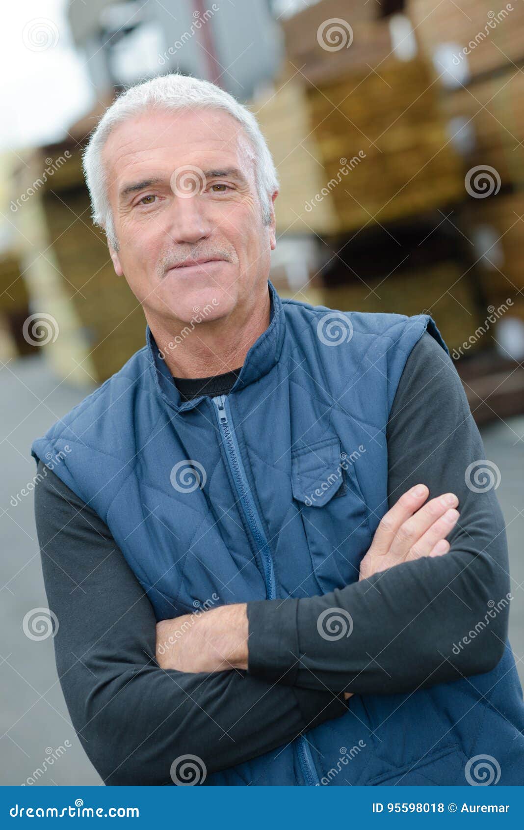 Portrait Middle Aged Worker Outdoors Stock Photo - Image of standing ...