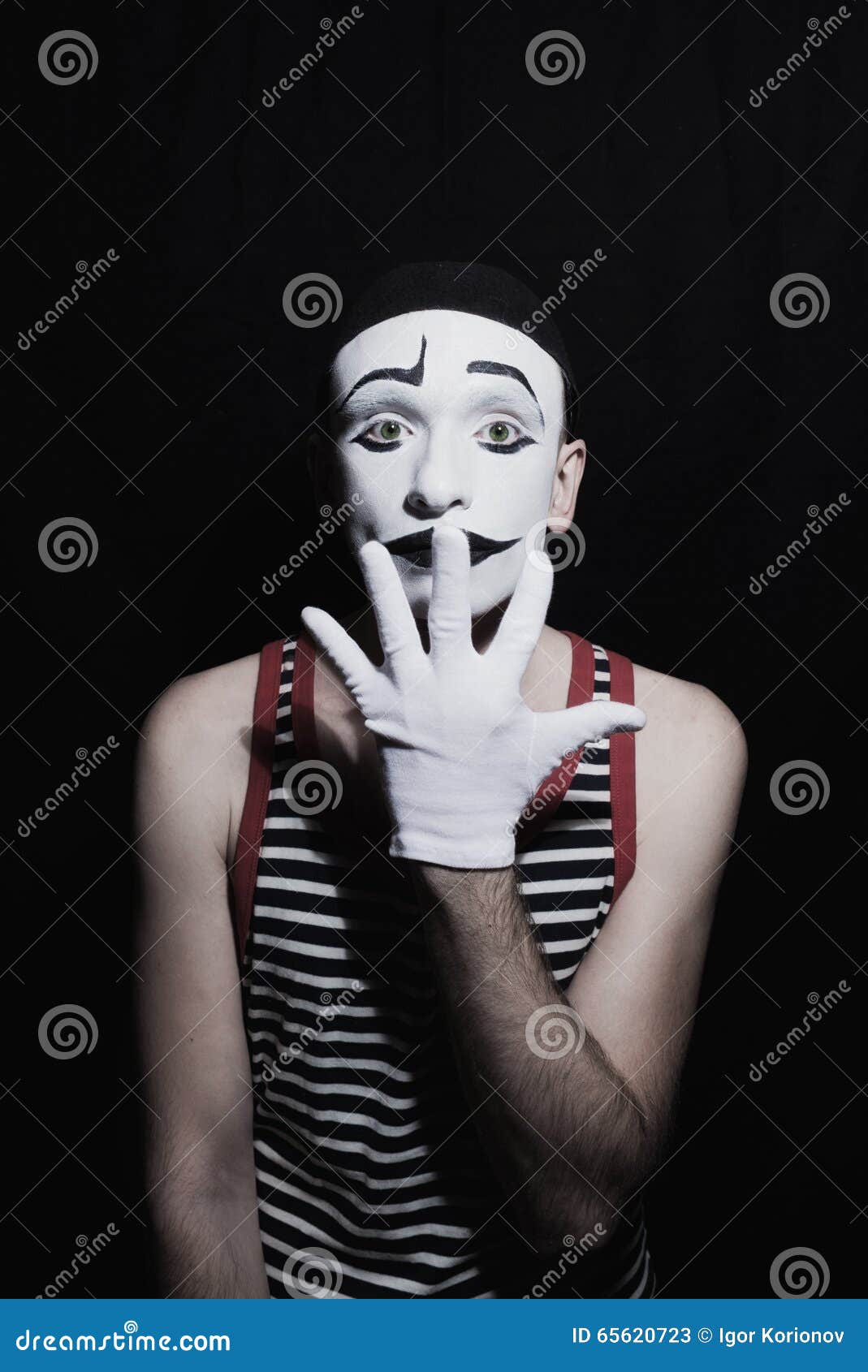 Portrait Of Two Mime Artists Performing, Isolated On Black Background ...