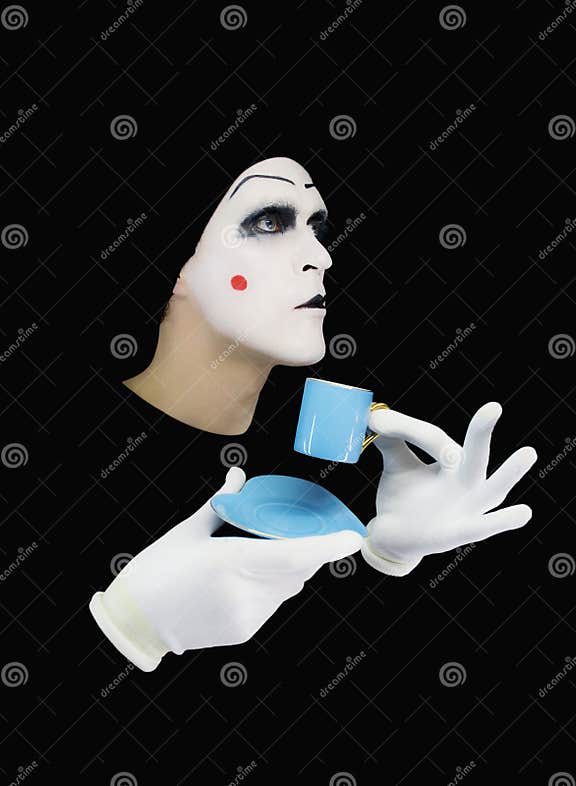 Portrait of the Mime with a Blue Cup Stock Image - Image of portrait ...
