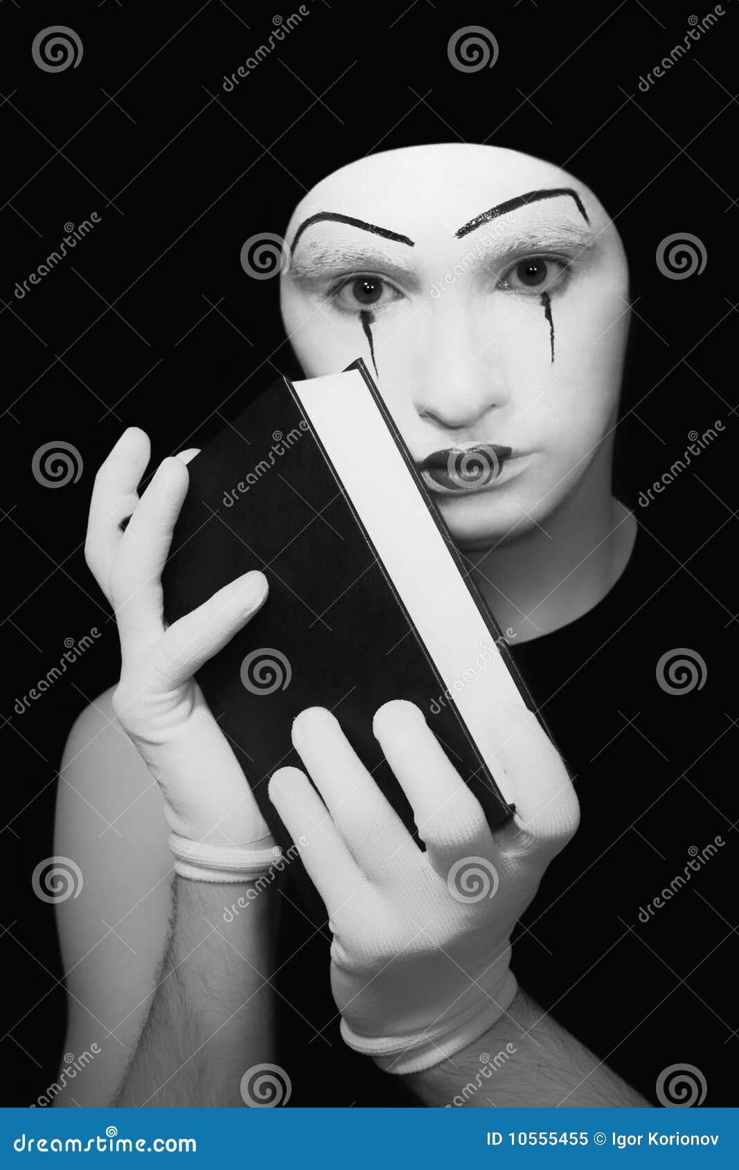 Portrait of Mime with the Book Stock Image - Image of clown, person ...