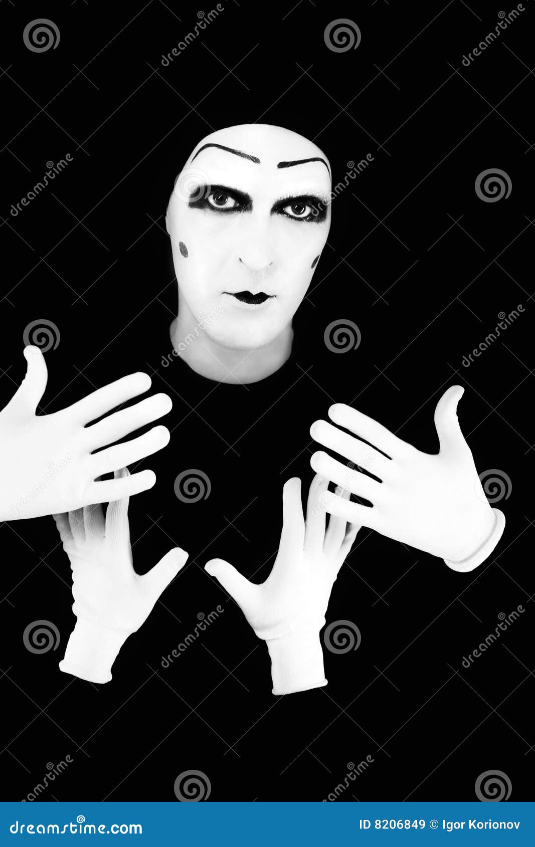 Portrait of the Mime with Four Hands Stock Image - Image of black ...