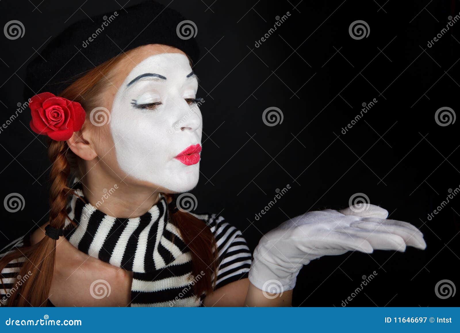 Portrait Of Two Mime Artists Performing, Isolated On Black Background ...