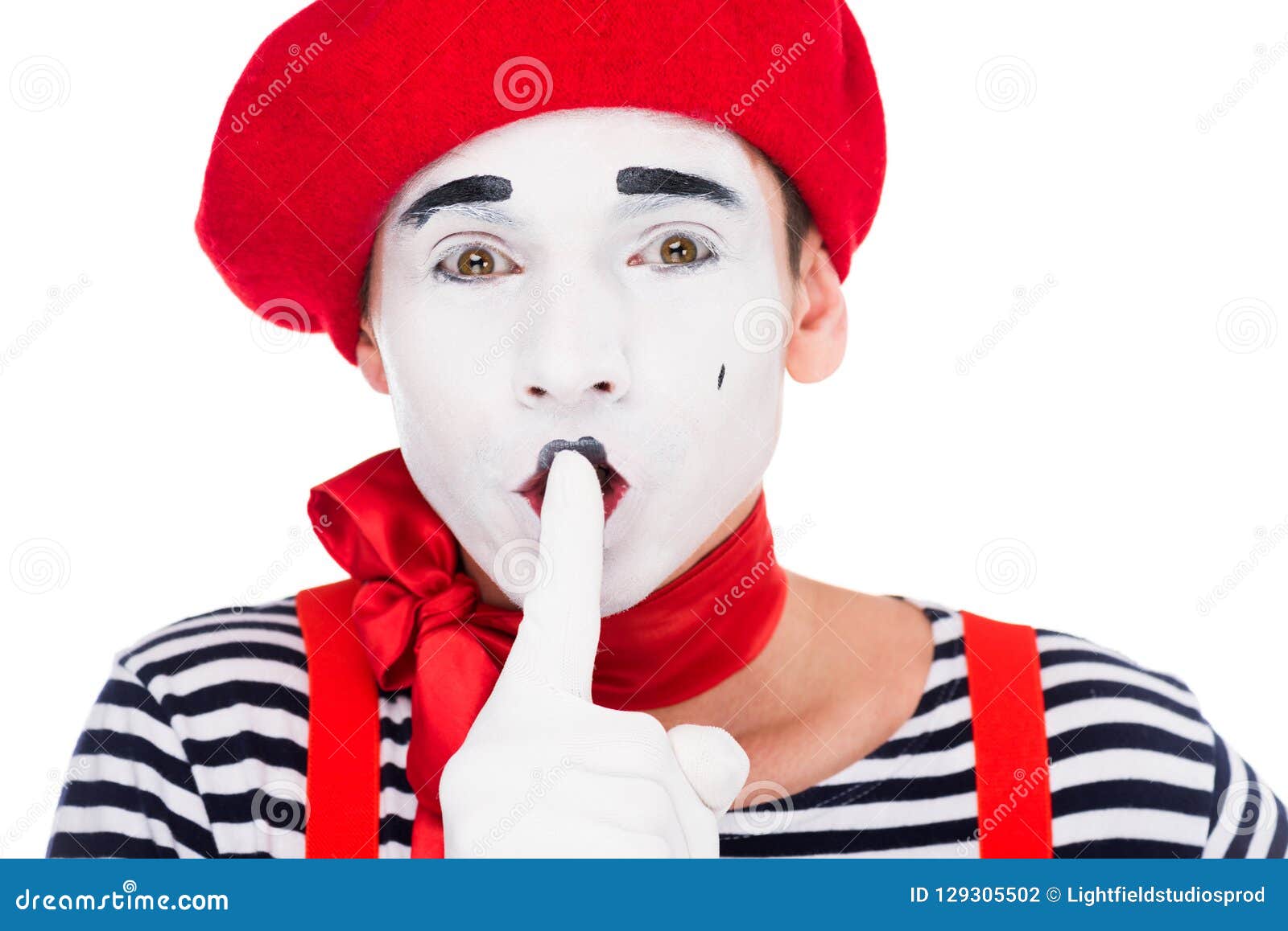 Portrait of Mime Showing Silence Gesture Stock Illustration ...