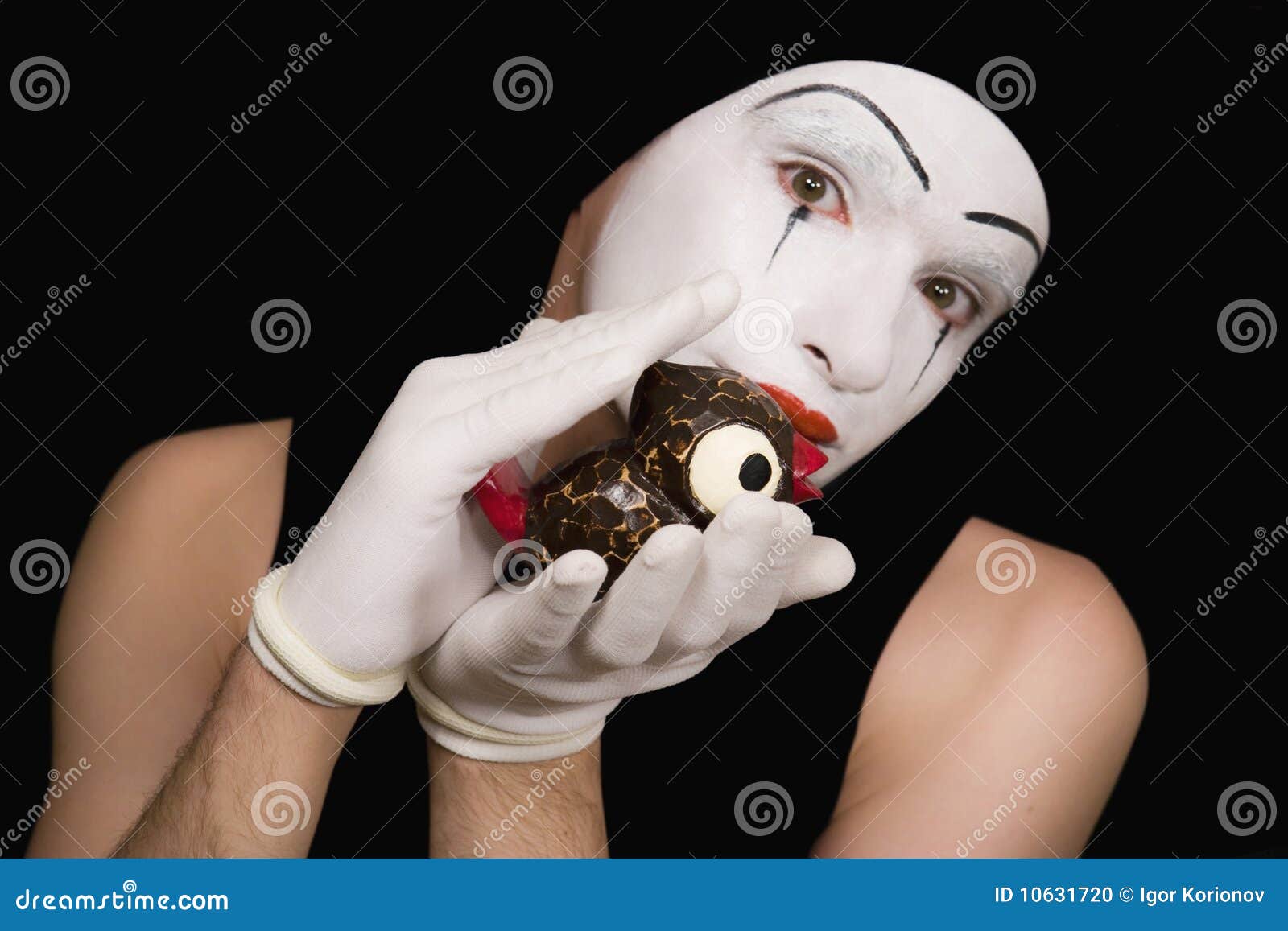 Portrait of the Mime with Toy Birds Stock Photo - Image of black, clown ...