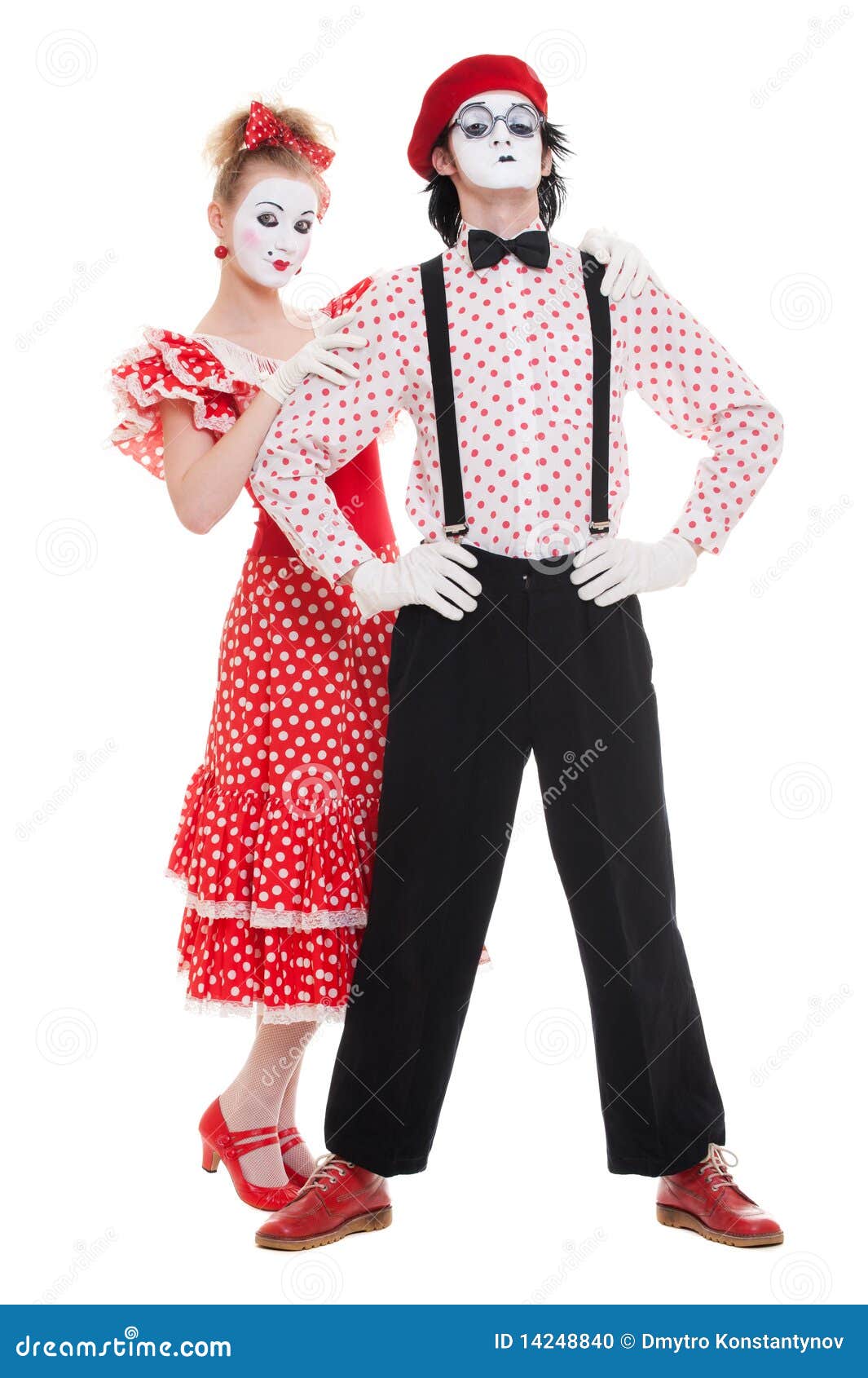 Portrait of Mimes. Isolated on White Stock Photo - Image of emotional ...