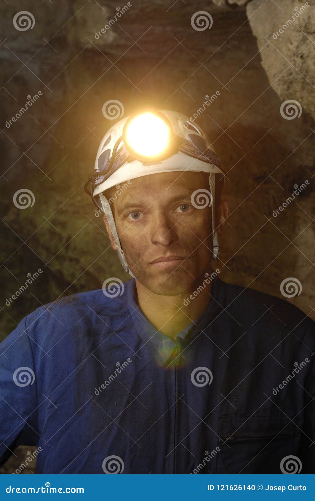 Portrait of a Miner Inside a Mine Stock Photo - Image of helmet, face ...