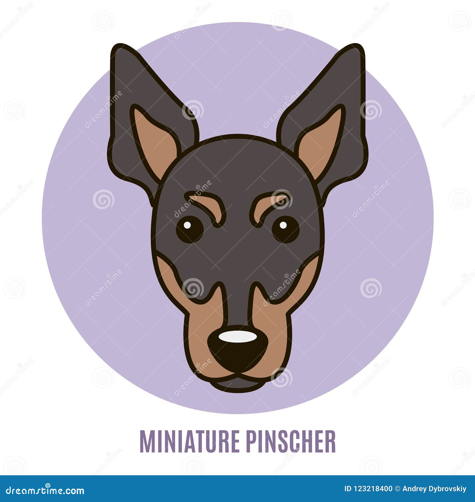 Portrait Of Miniature Pinscher Vector Illustration | CartoonDealer.com ...