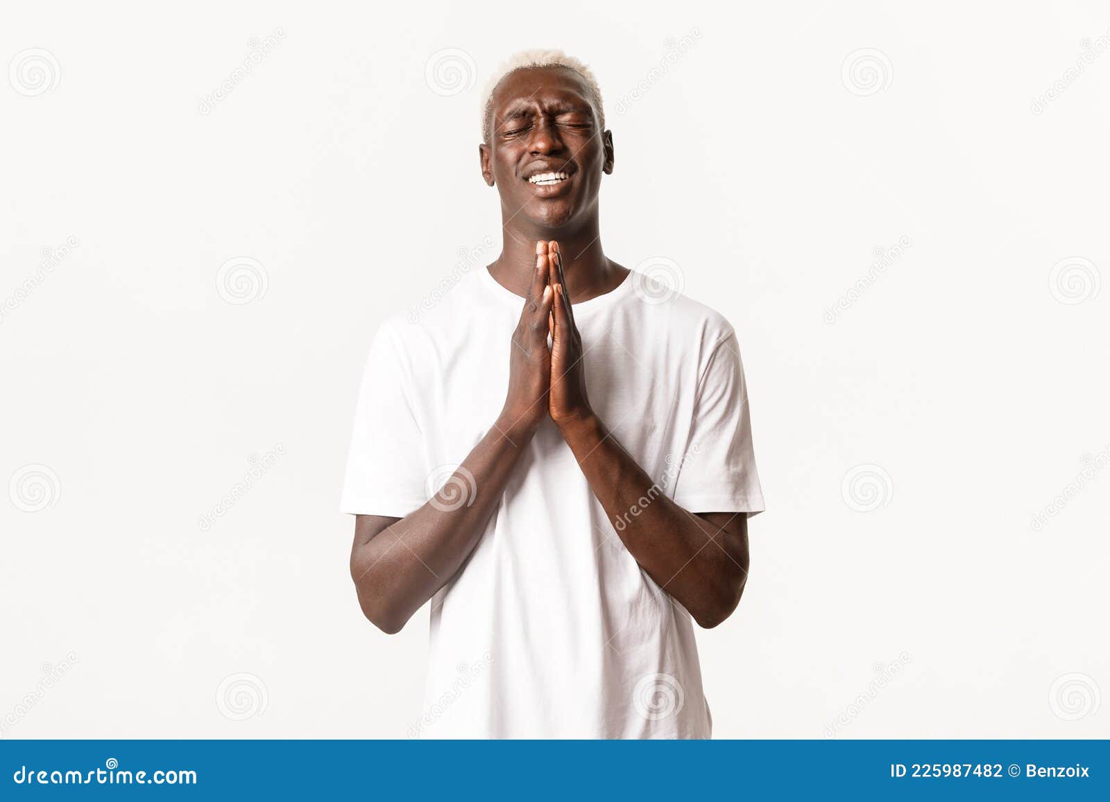 Portrait Of Miserable Blond African-american Guy, Begging Or Pleading ...