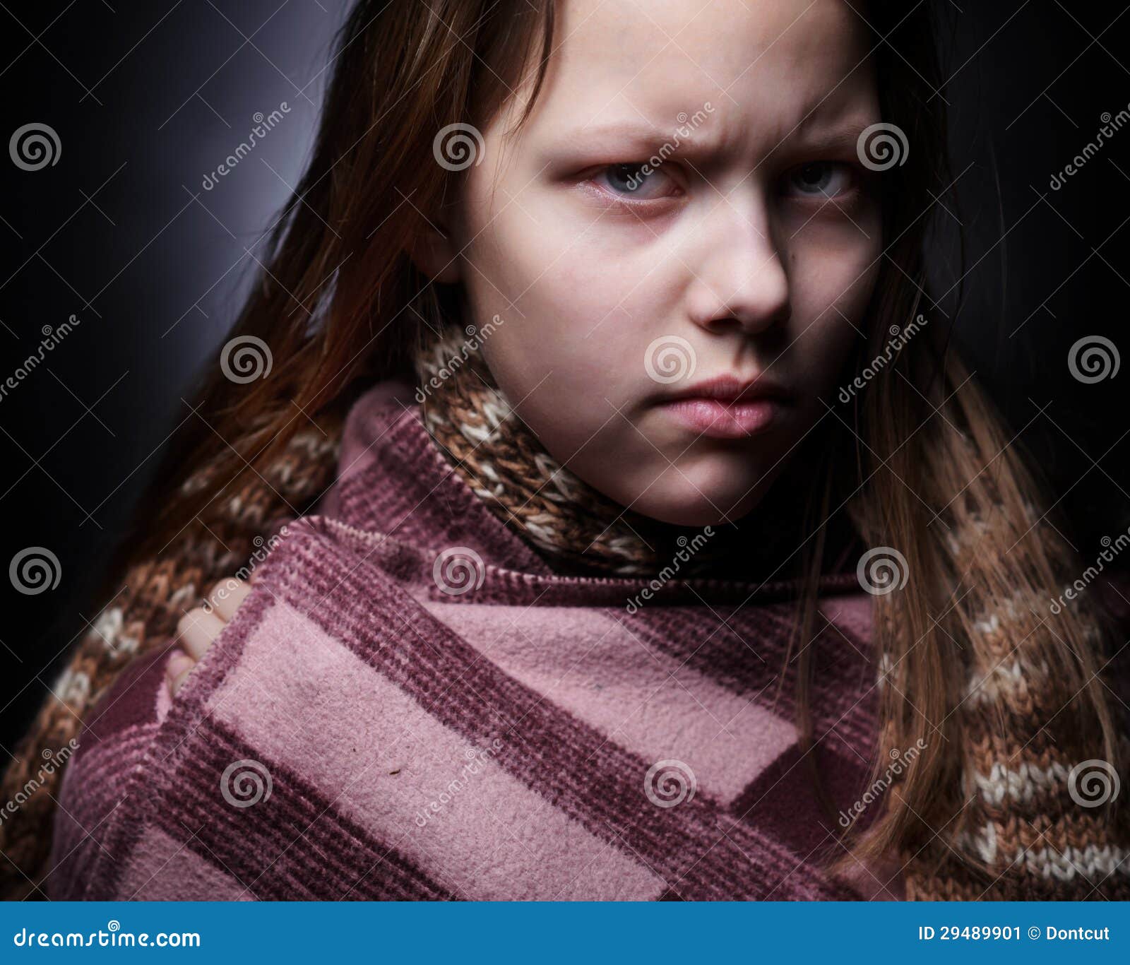 Portrait of a Miserable Little Girl Stock Image - Image of miserable ...