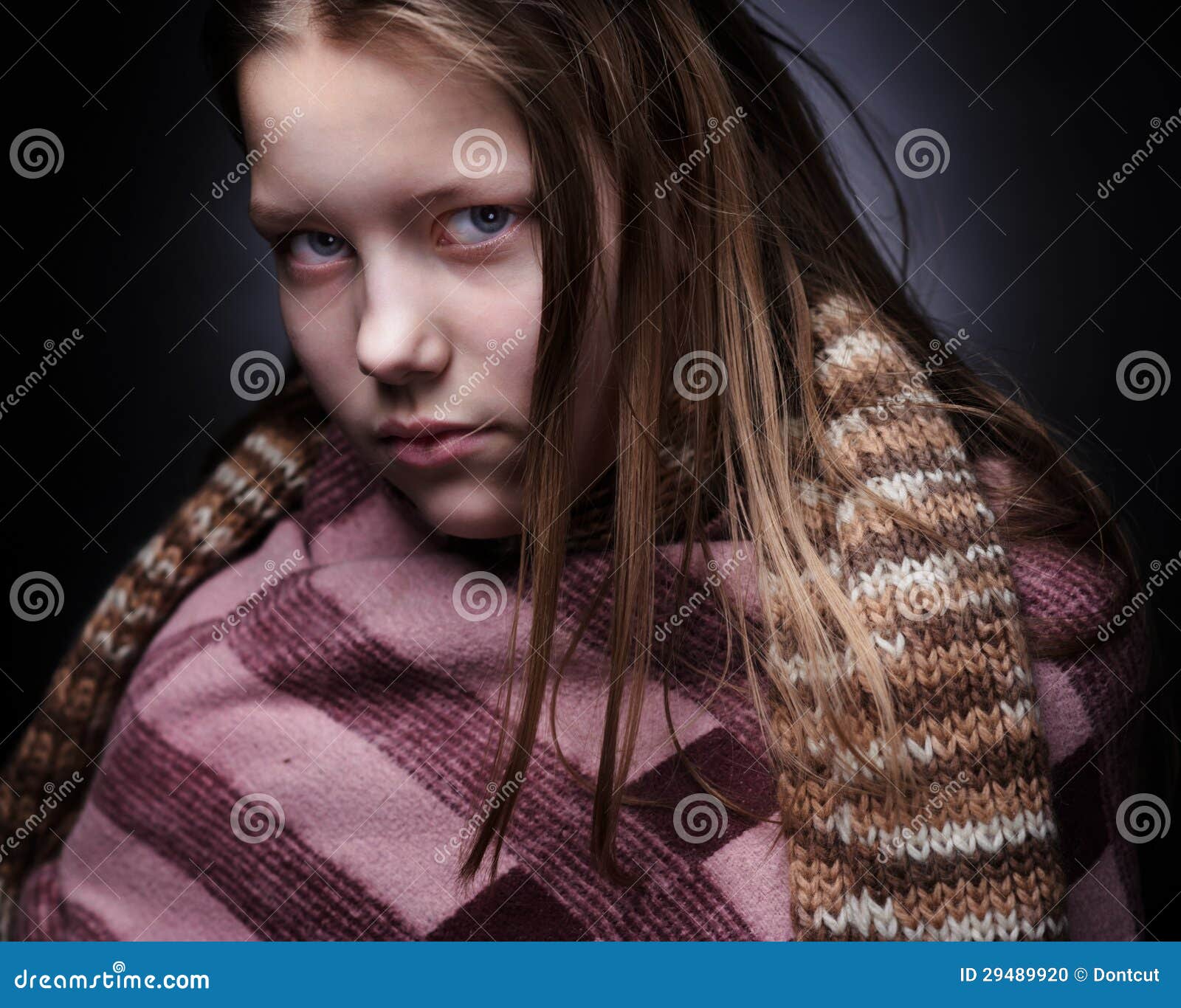 Portrait of a Miserable Little Girl Stock Photo - Image of hurt, child ...