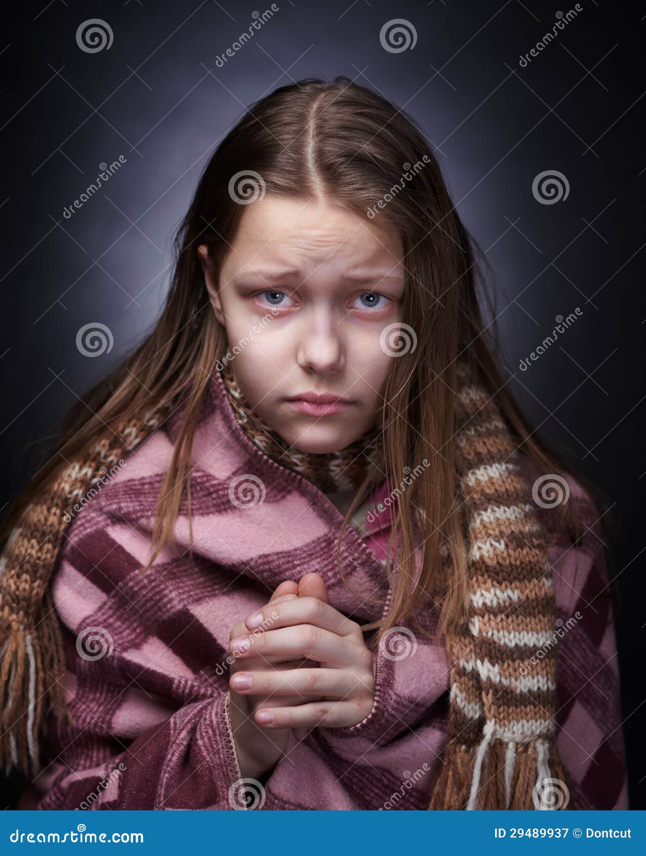 Portrait of a Miserable Little Girl Stock Image - Image of despair ...