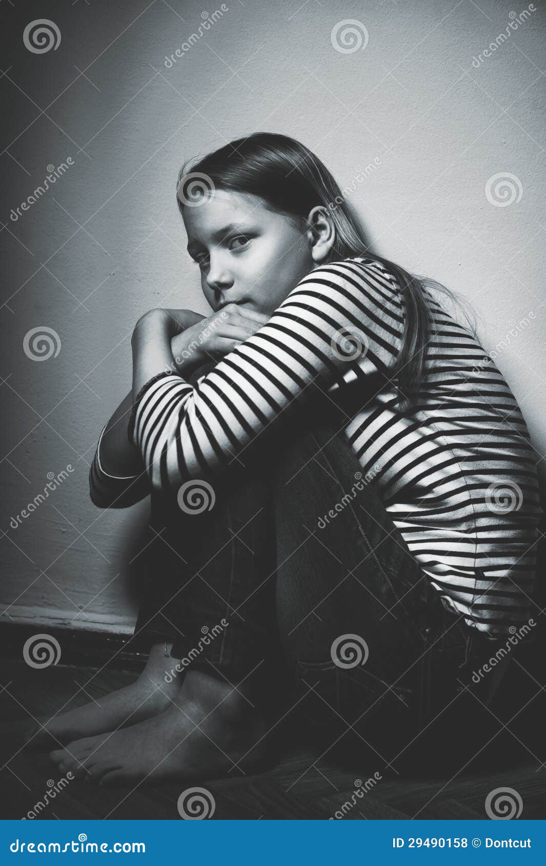 Portrait of a Miserable Little Girl Stock Photo - Image of orphan ...