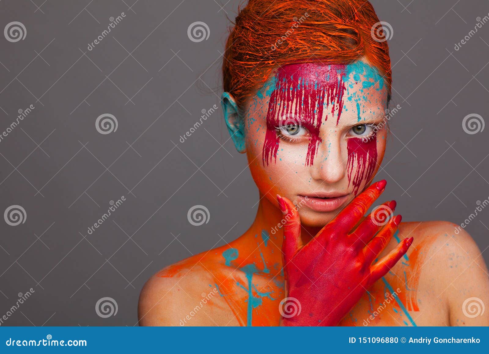 Portrait of a Model in an Expressive Creative Style Using an Unusual ...