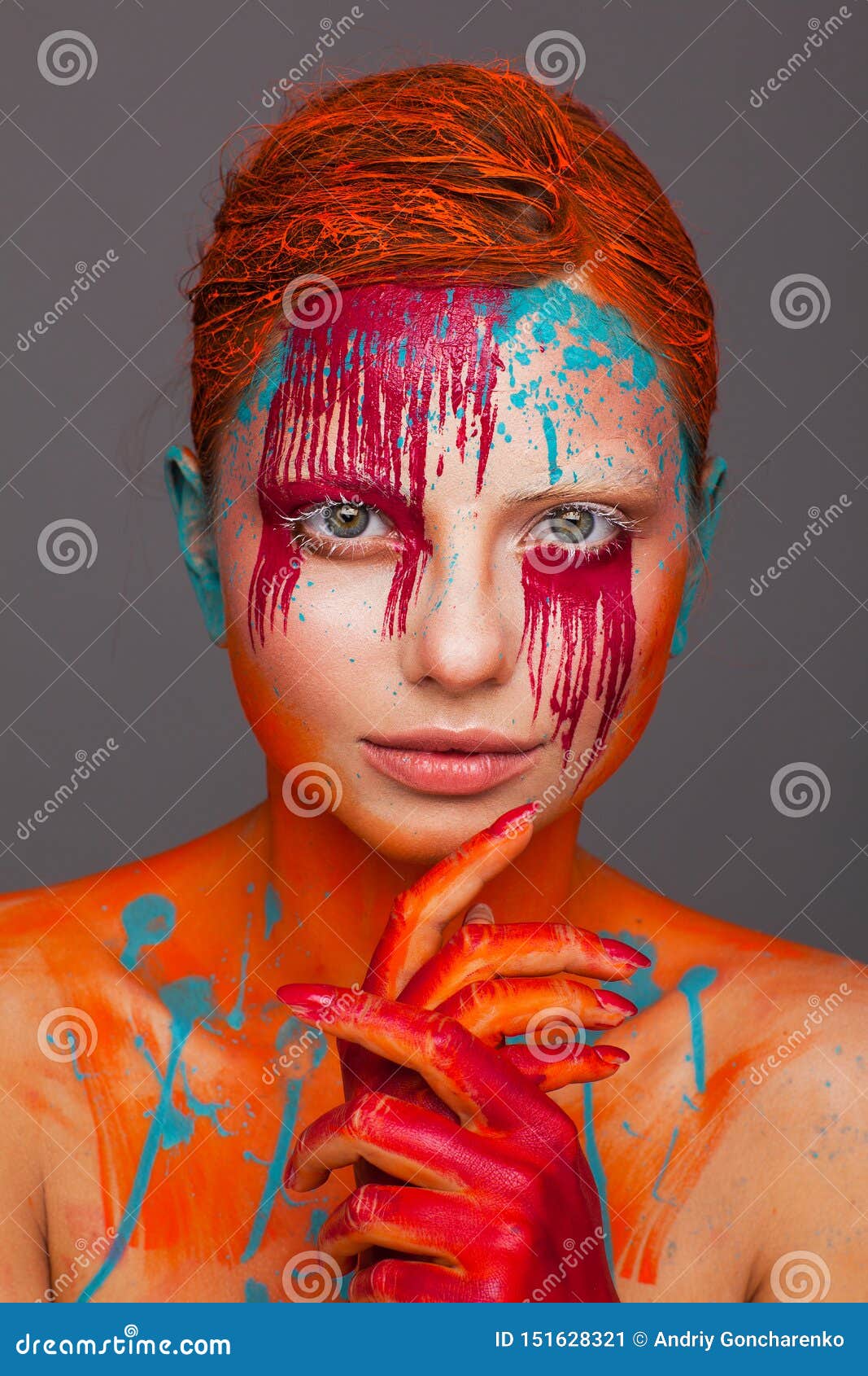 Portrait of a Model in an Expressive Creative Style Using an Unusual ...