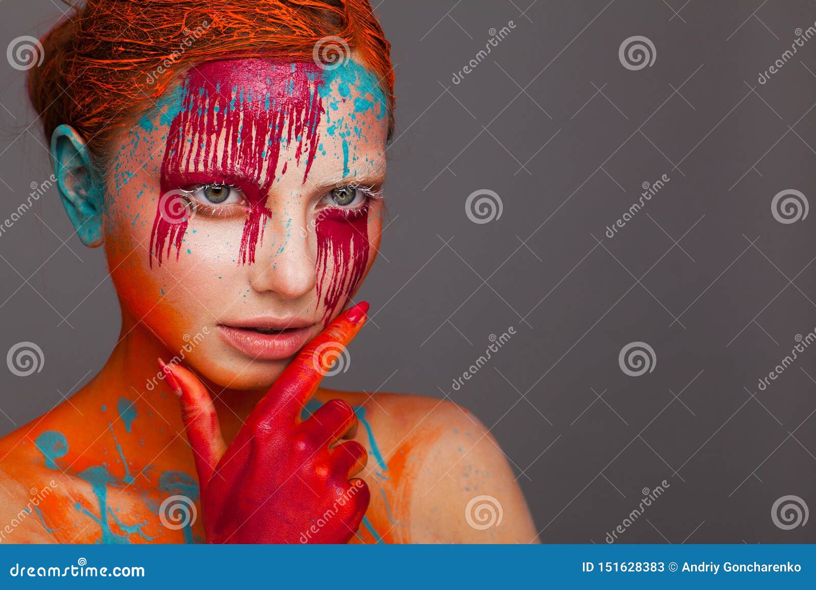 Portrait of a Model in an Expressive Creative Style Using an Unusual ...