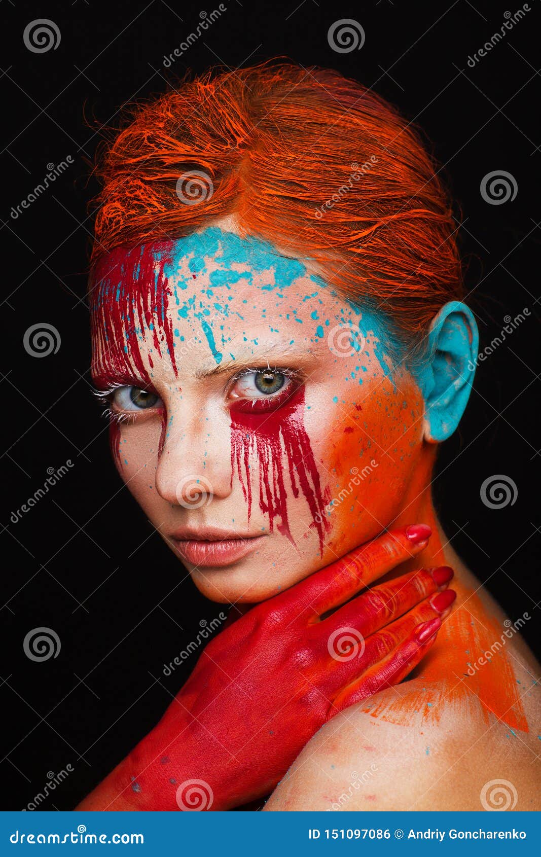 Portrait of a Model in an Expressive Creative Style Using an Unusual ...