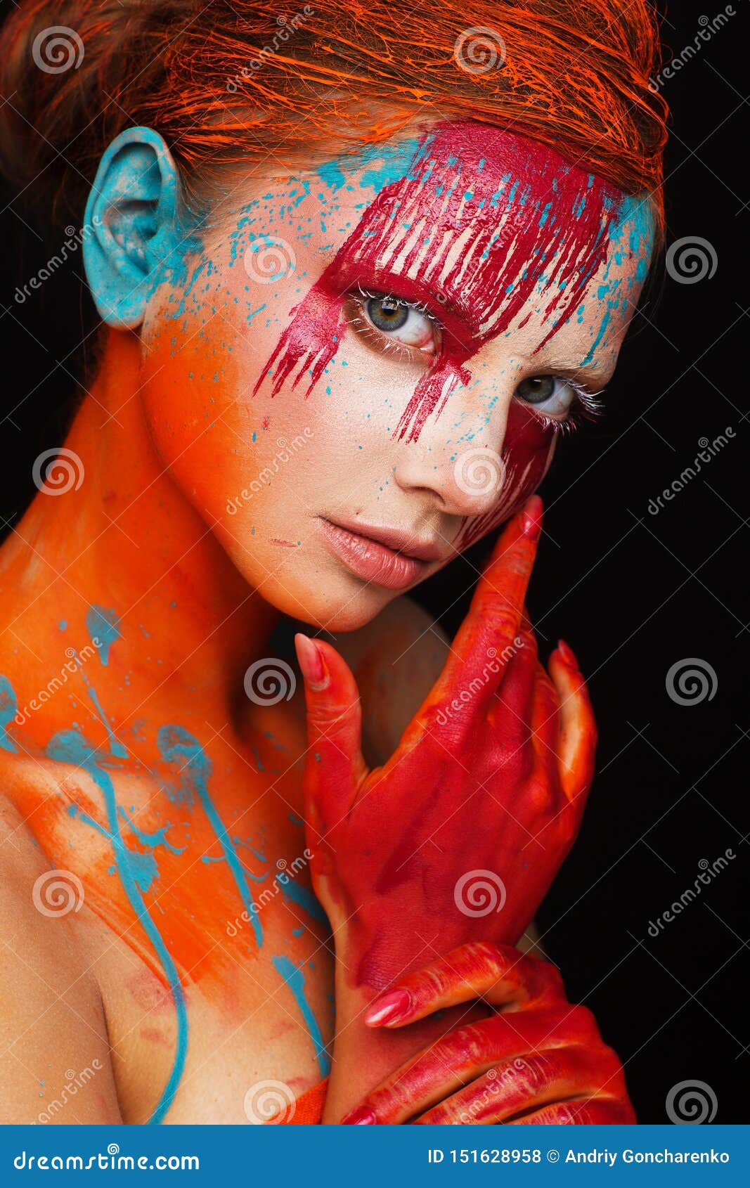 Portrait of a Model in an Expressive Creative Style Using an Unusual ...