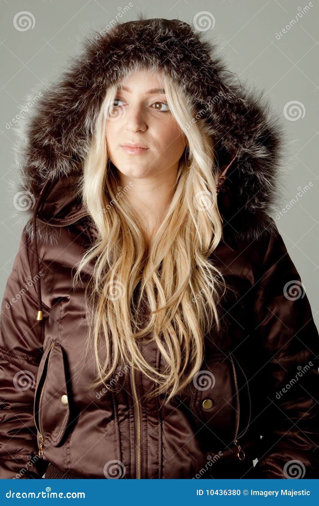 Portrait of Model Wearing Hood Jacket Stock Photo - Image of ...