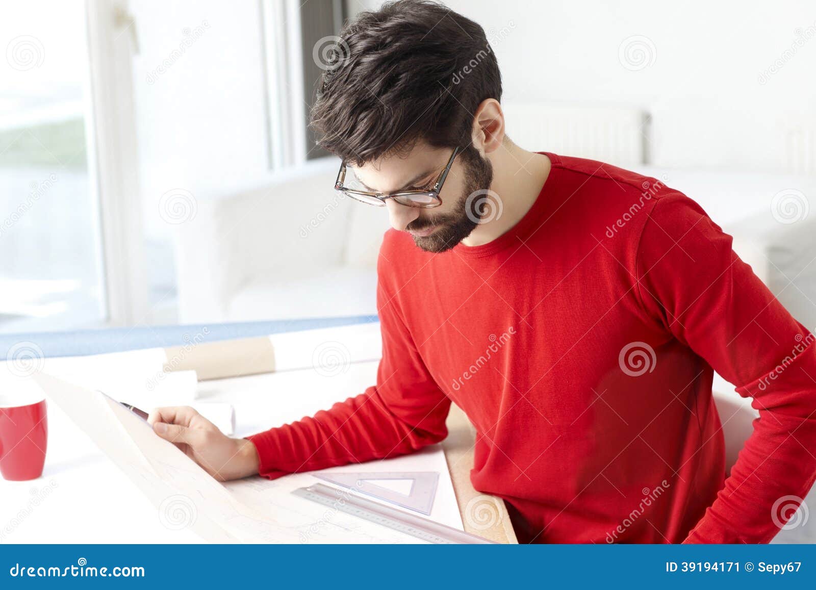 Portrait of Modern Architect Stock Image - Image of desk, laptop: 39194171