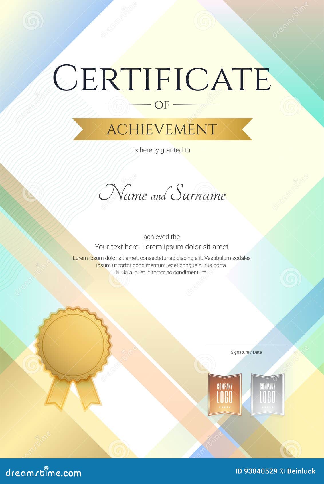 Portrait Modern Certificate of Achievement Template with Modern Stock ... Portrait Modern Certificate of Achievement Template with Modern Stock ...