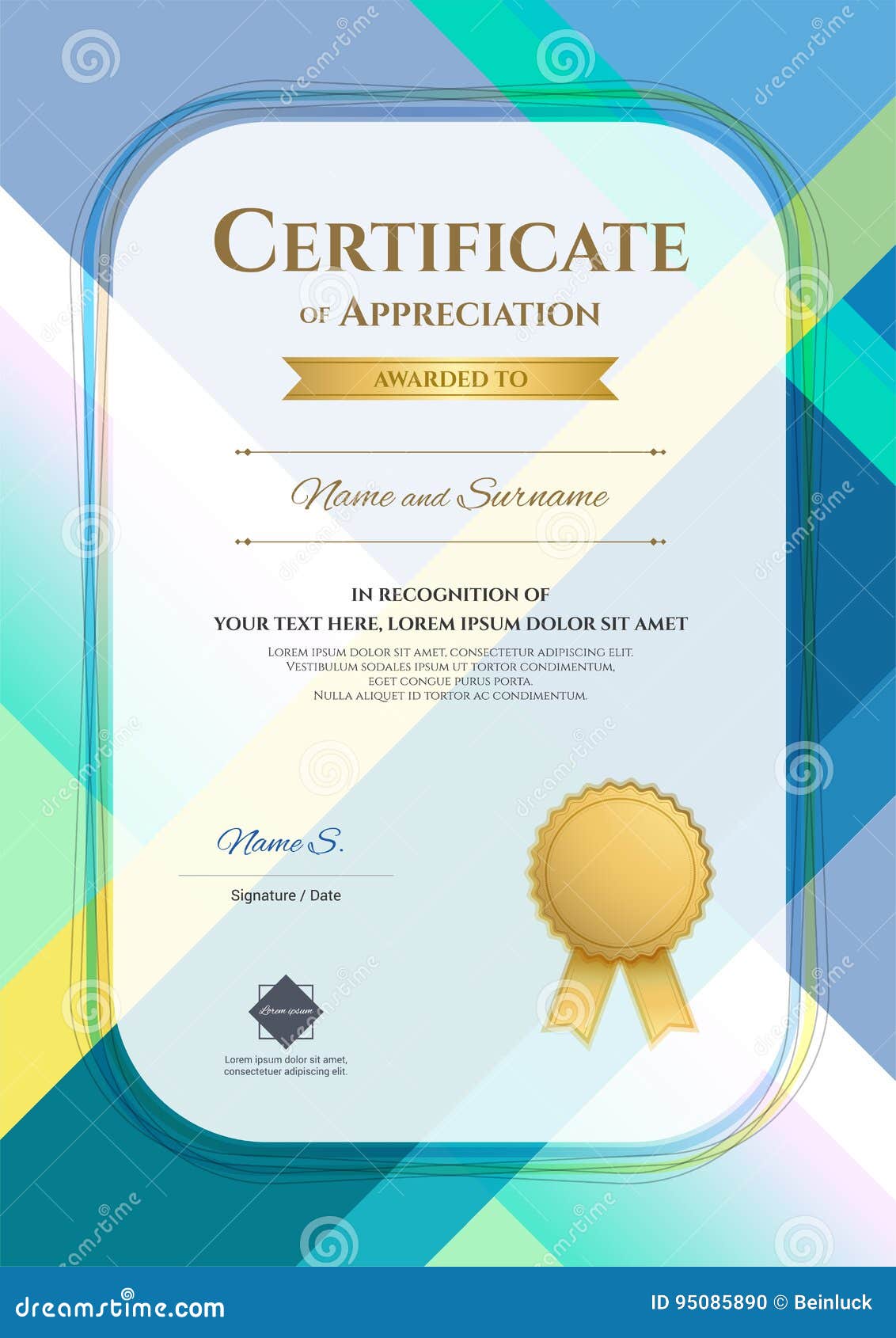 Portrait Modern Certificate of Appreciation Template with Modern Stock ...