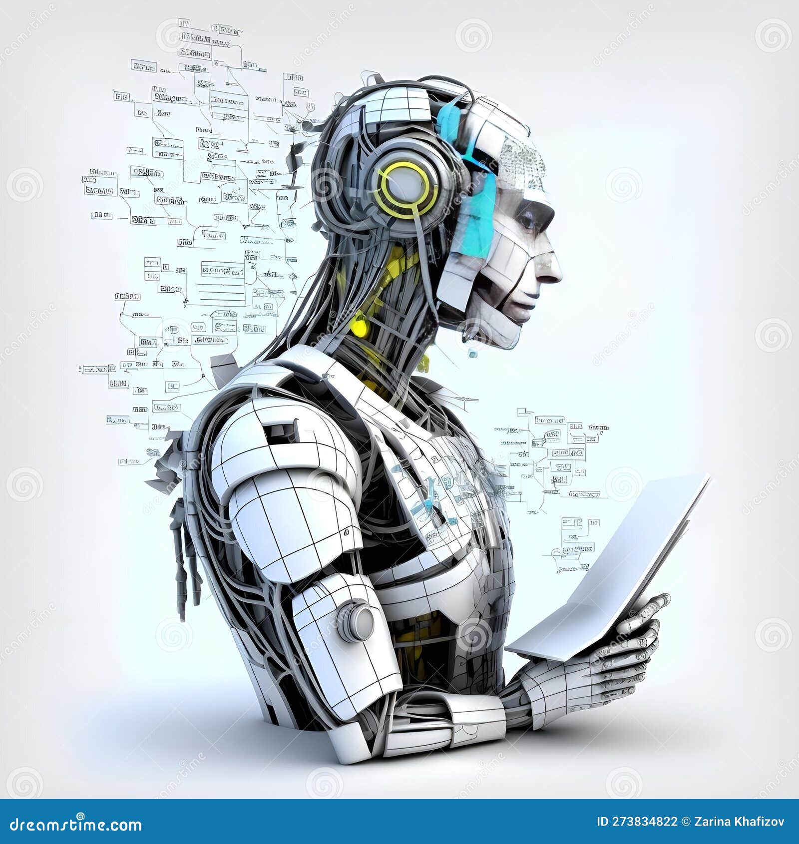 Portrait of a Modern Robot in Profile Stock Illustration - Illustration ...