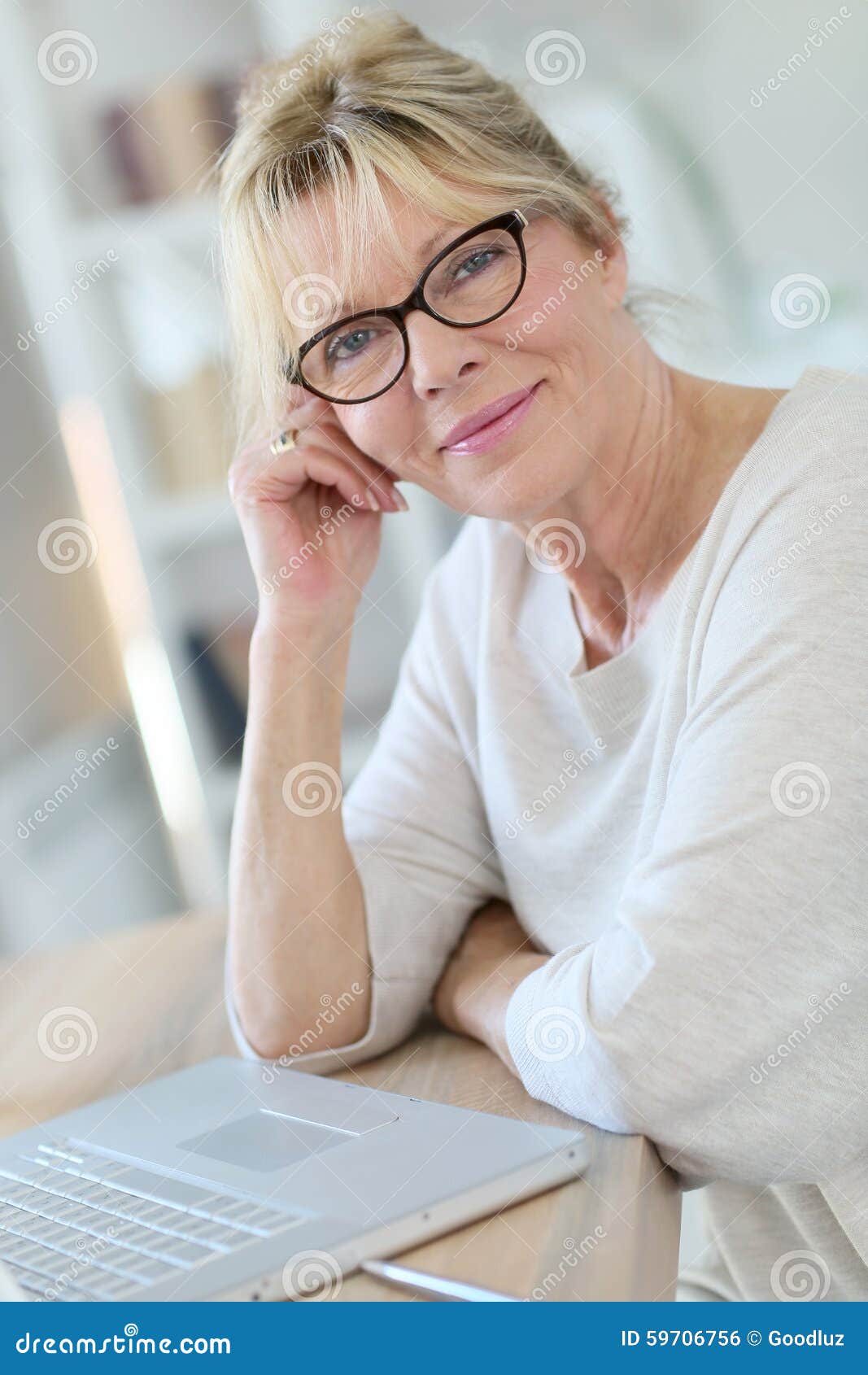 Portrait of Modern Senior Woman Using Laptop Stock Photo - Image of ...