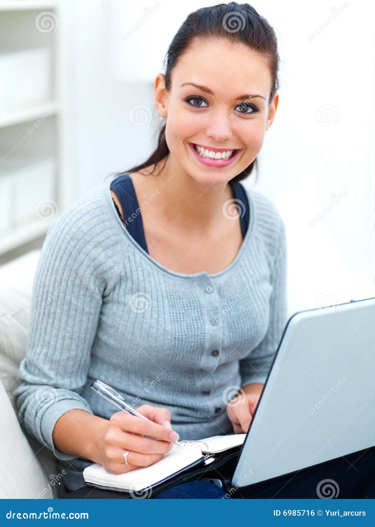 Portrait of a Modern Student Studying on Laptop Stock Photo - Image of ...