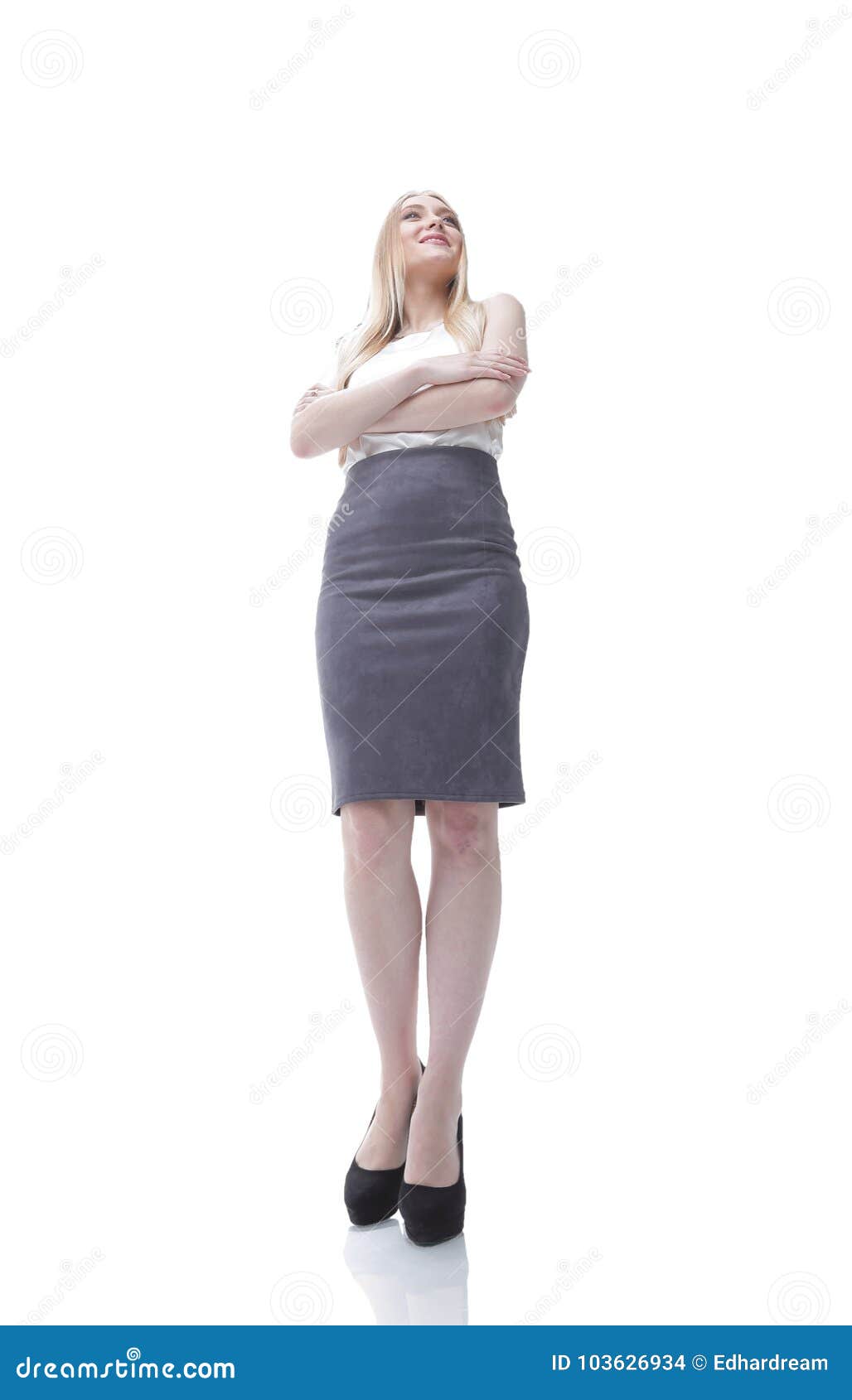 Modern Successful Young Business Woman. Full-length. View from Below ... Modern Successful Young Business Woman. Full-length. View from Below ...