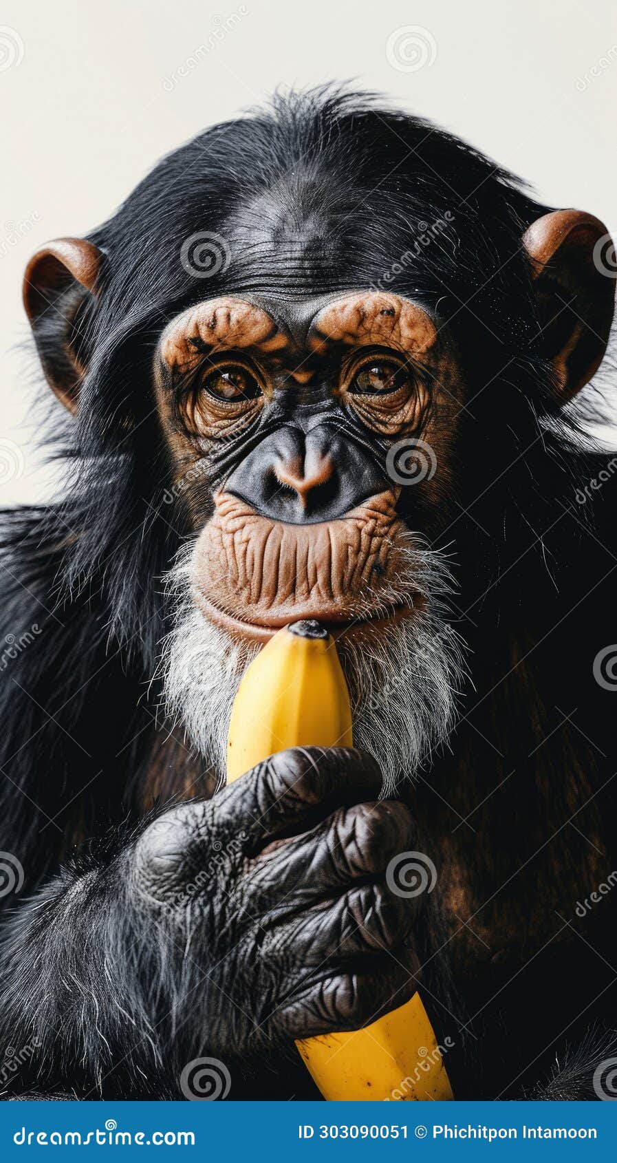 Portrait of a Monkey Hold a Banana , Generate Ai Stock Image - Image of ...