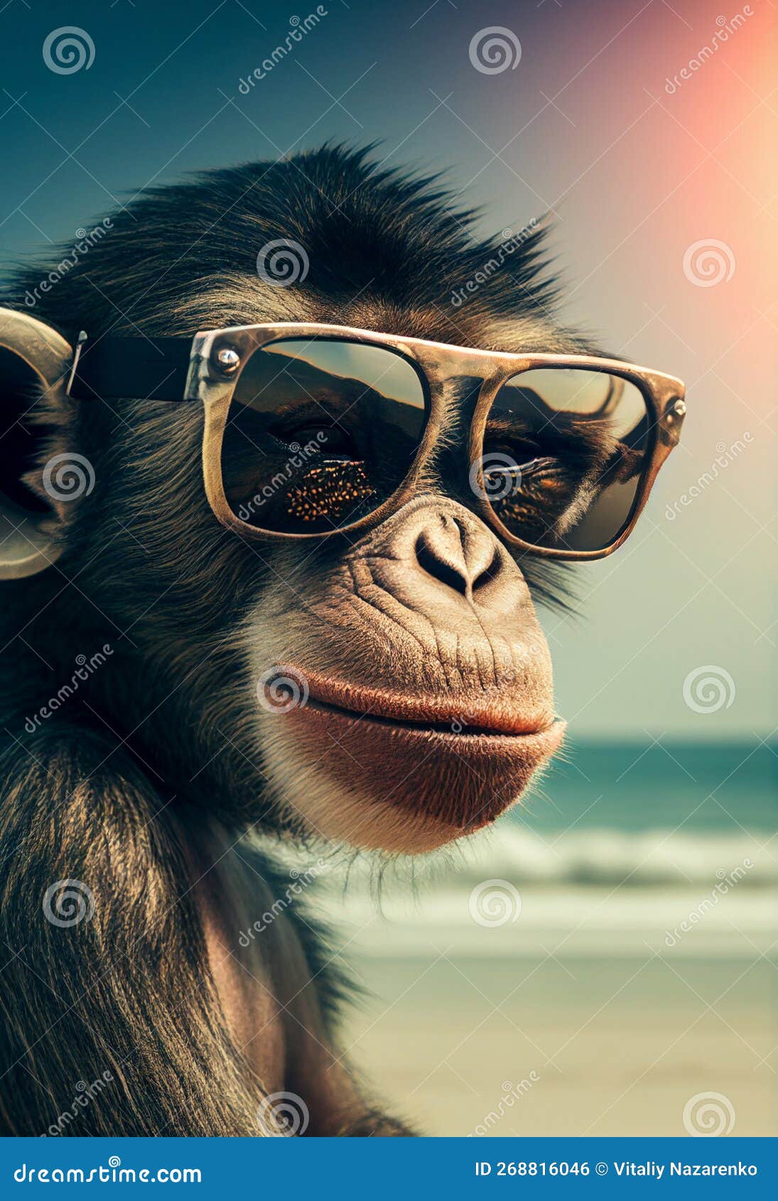 Portrait of Monkey in Sunglasses at the Resort. AI Generated Stock ...