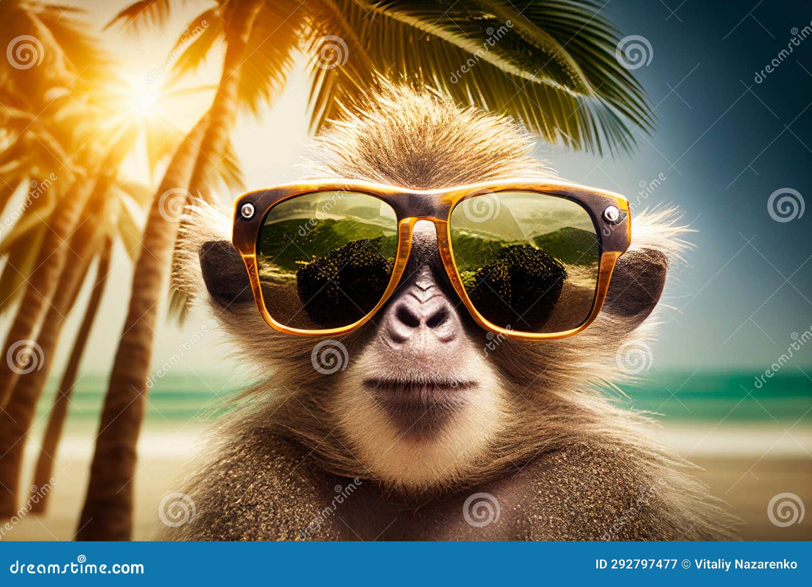Portrait of Monkey in Sunglasses at the Resort. AI Generated Stock ...