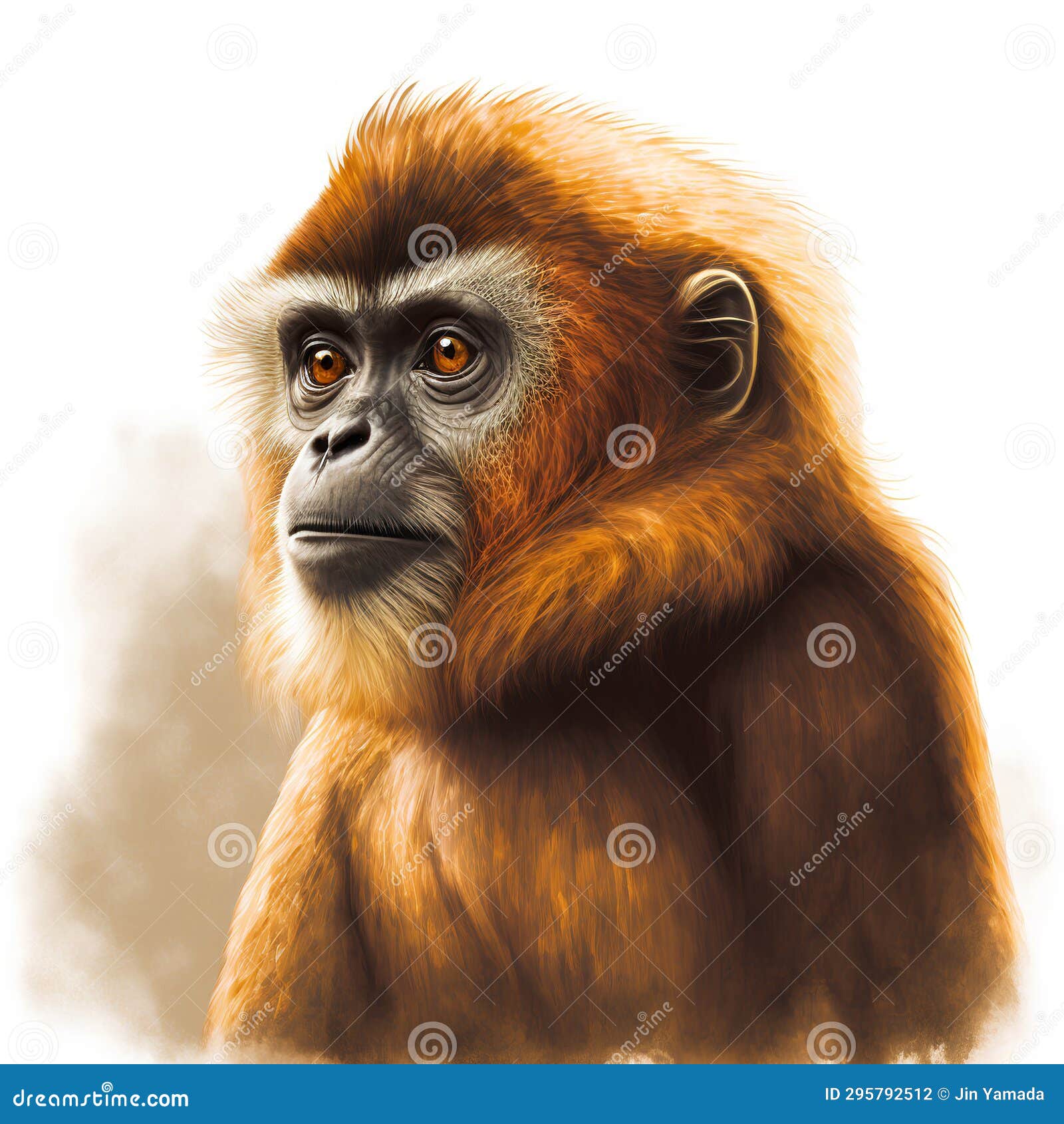 Portrait of a Monkey on a White Background. Digital Painting Stock ...