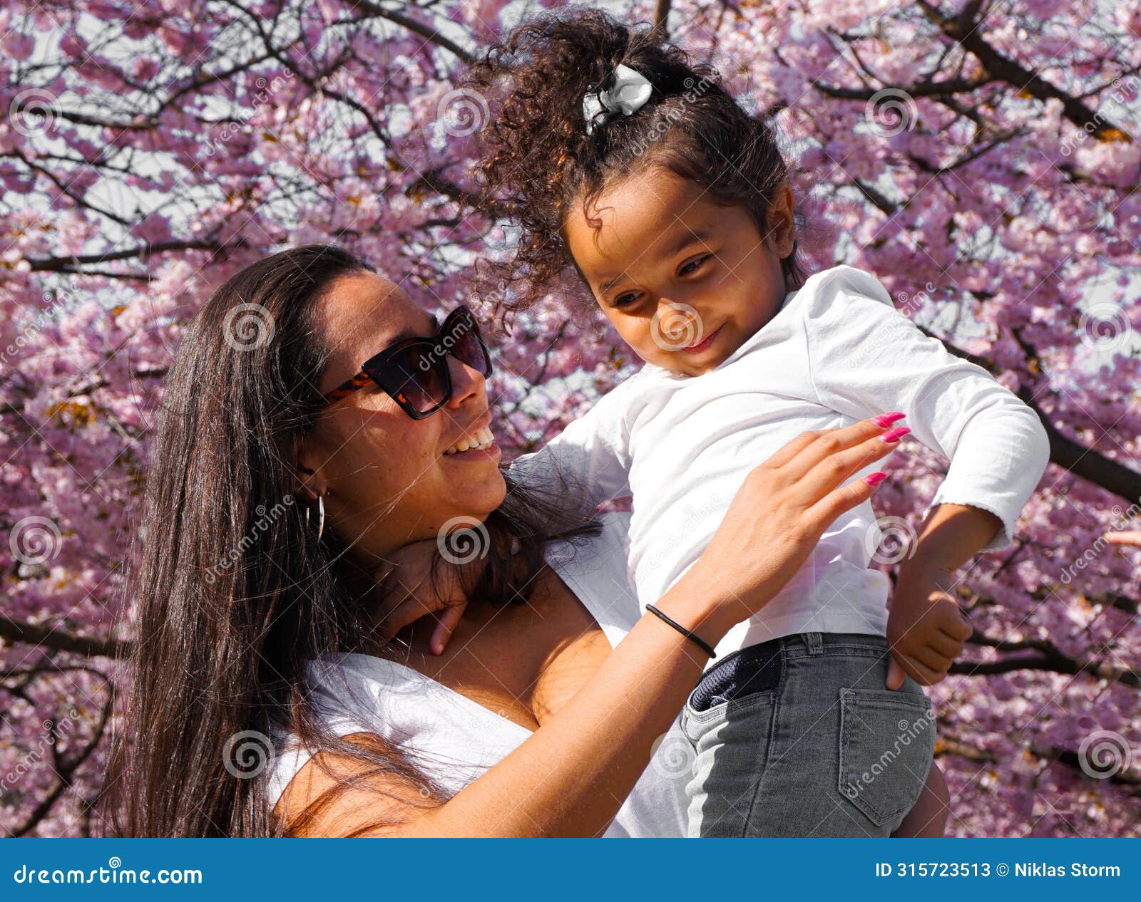 Portrait of Mother and Daughter at Cherry Tree Stock Image - Image of ...