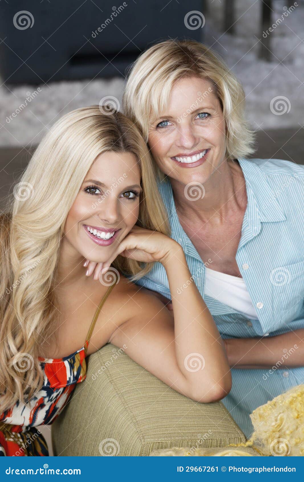 Portrait of Mother and Daughter at Home Stock Image - Image of ...