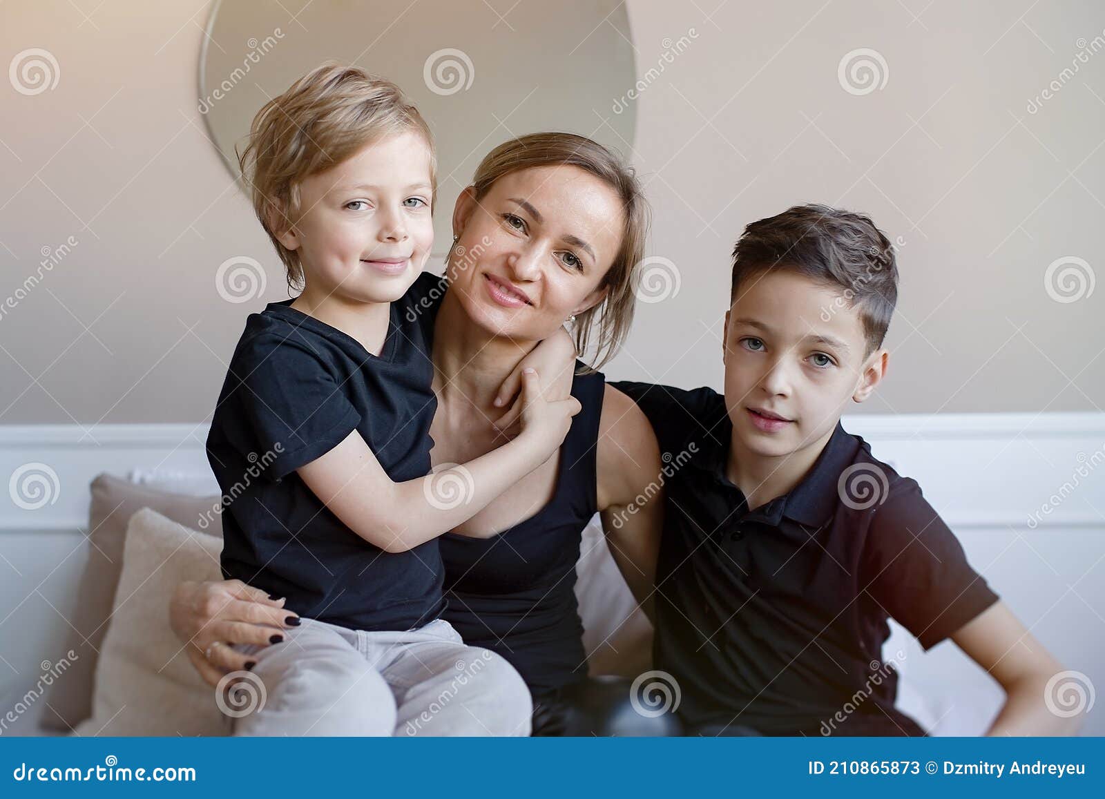 Portrait Mother with Her Two Sons Stock Image - Image of emotion ...