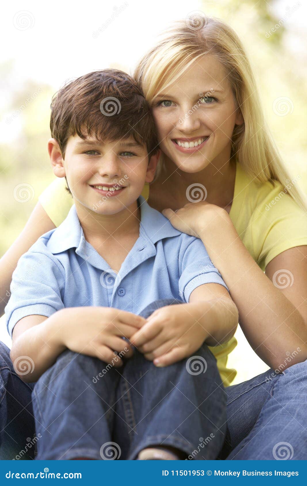 Portrait of Mother and Son in Park Stock Image - Image of portrait ...