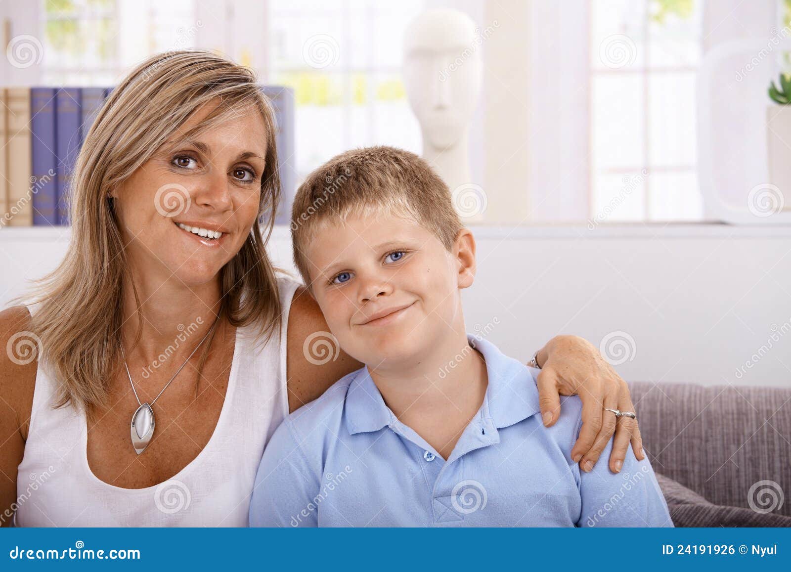 Portrait of Mother and Son Smiling Stock Photo - Image of european ...