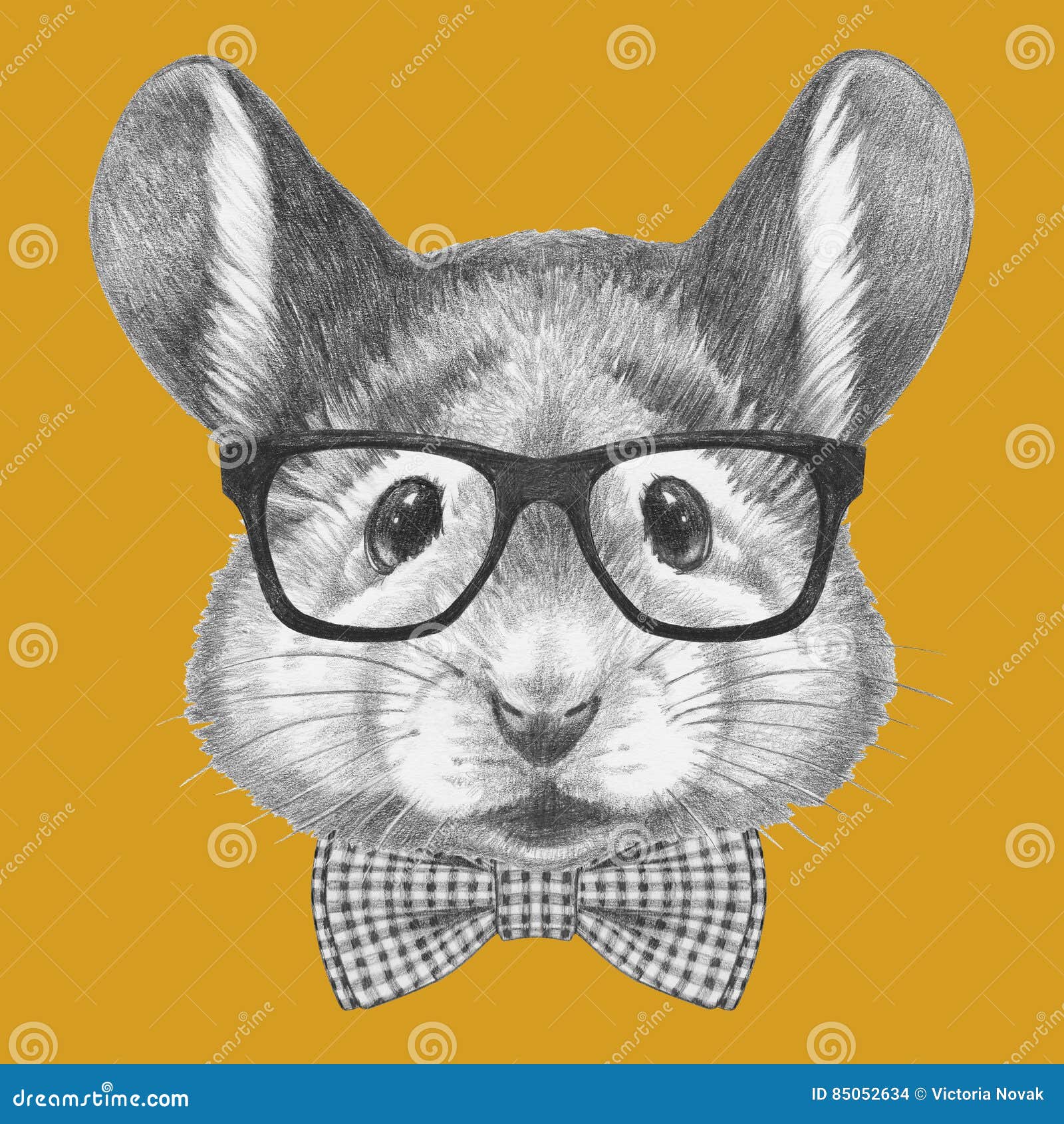 Portrait of Mouse with Glasses and Bow Tie. Stock Illustration ...