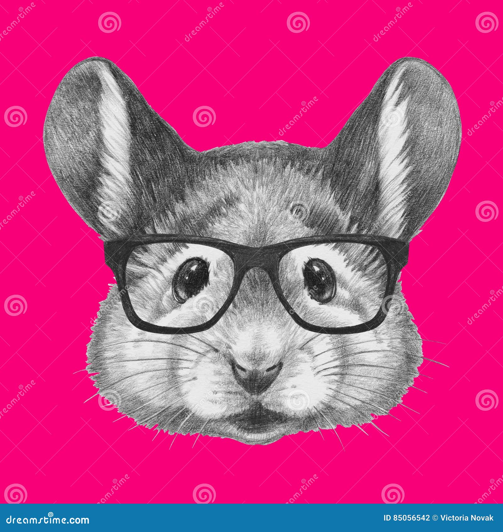 Portrait of Mouse with Glasses. Stock Illustration - Illustration of ...