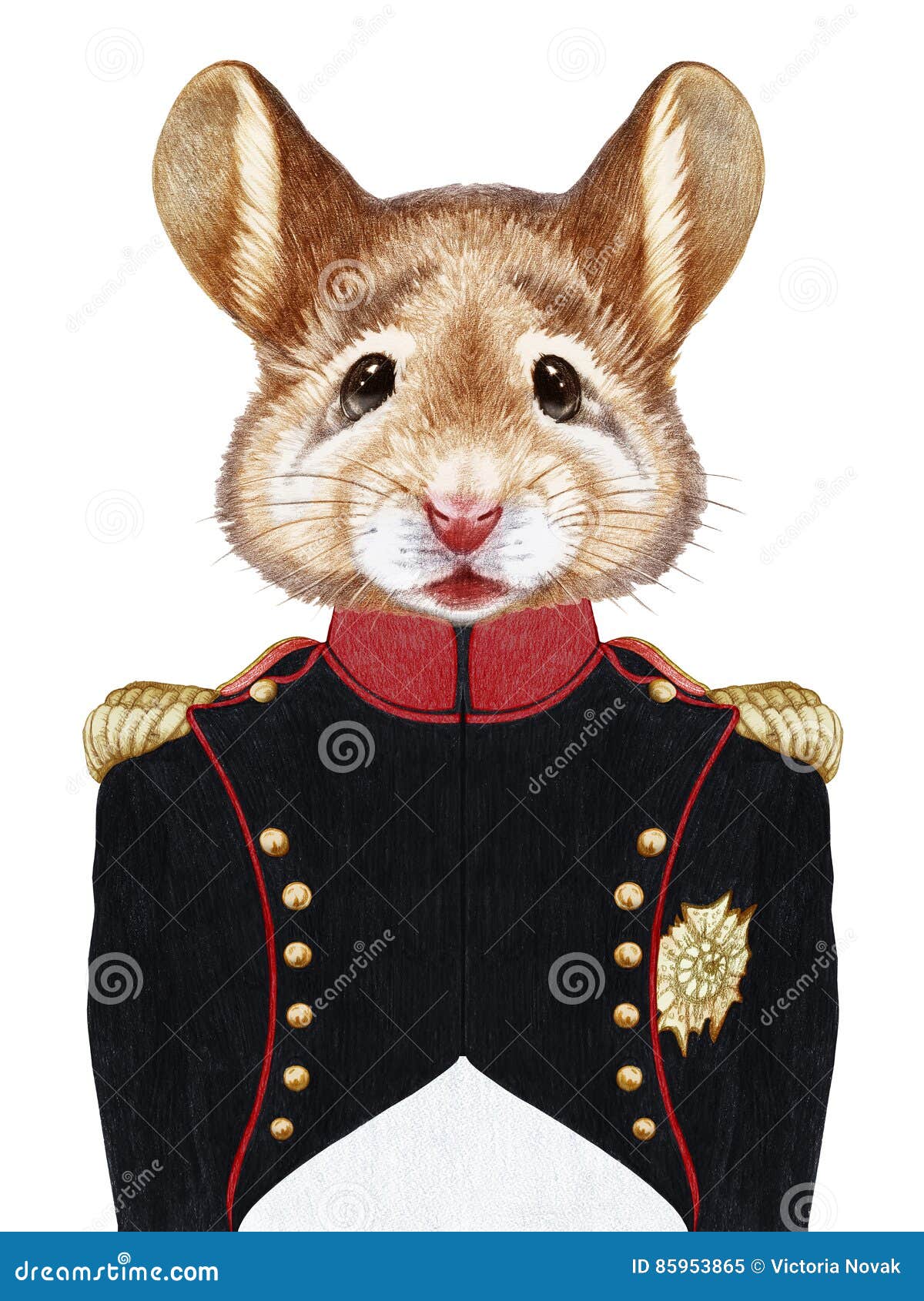 Portrait of Mouse in Military Uniform. Stock Illustration ...