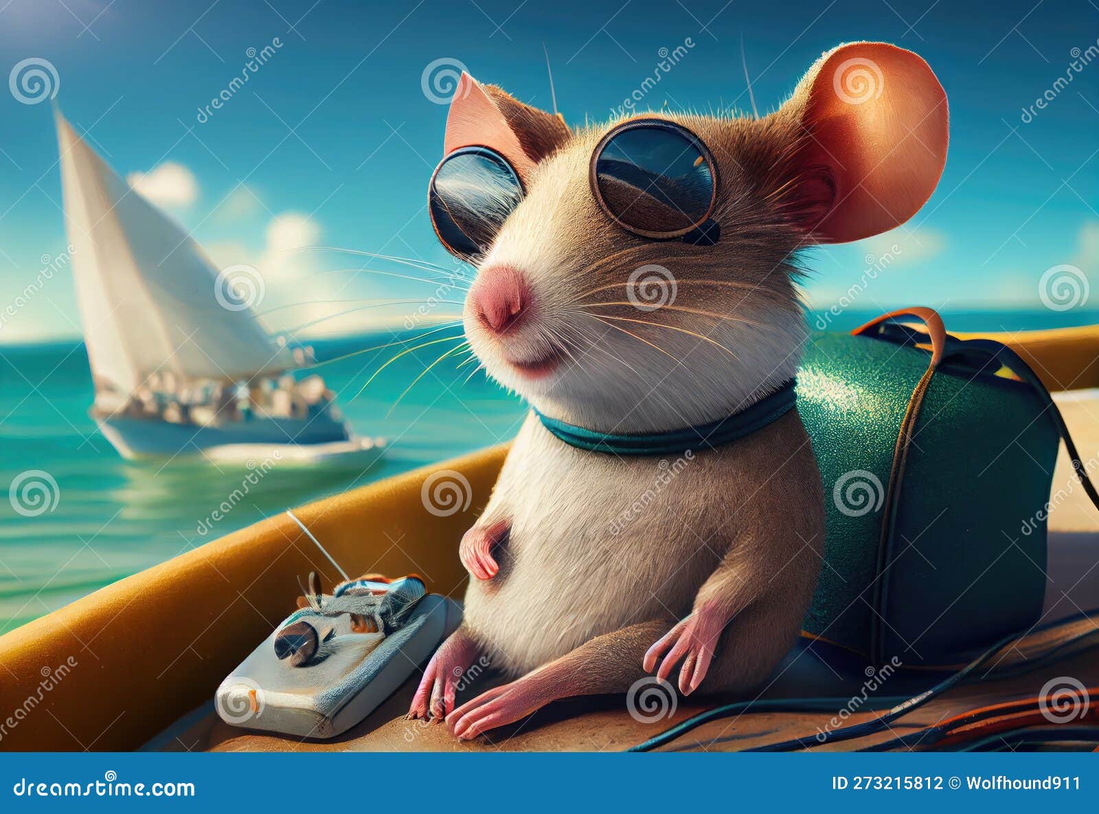 Portrait of a Mouse on Vacation at Sea. Generate Ai Stock Illustration ...