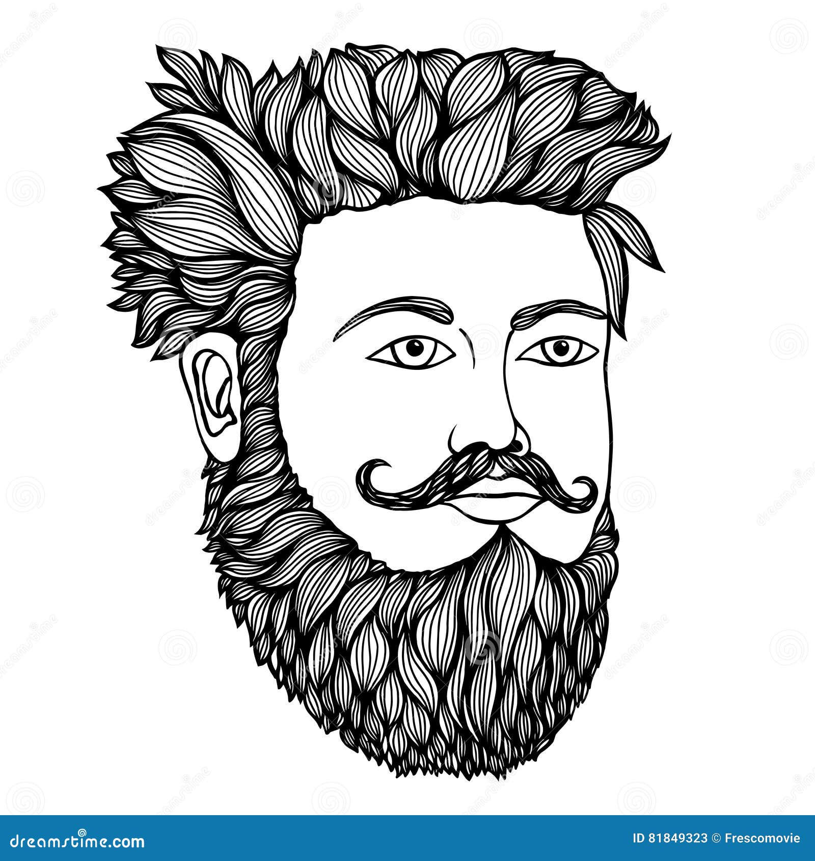 Portrait of moustached man stock vector. Illustration of fashionable ...