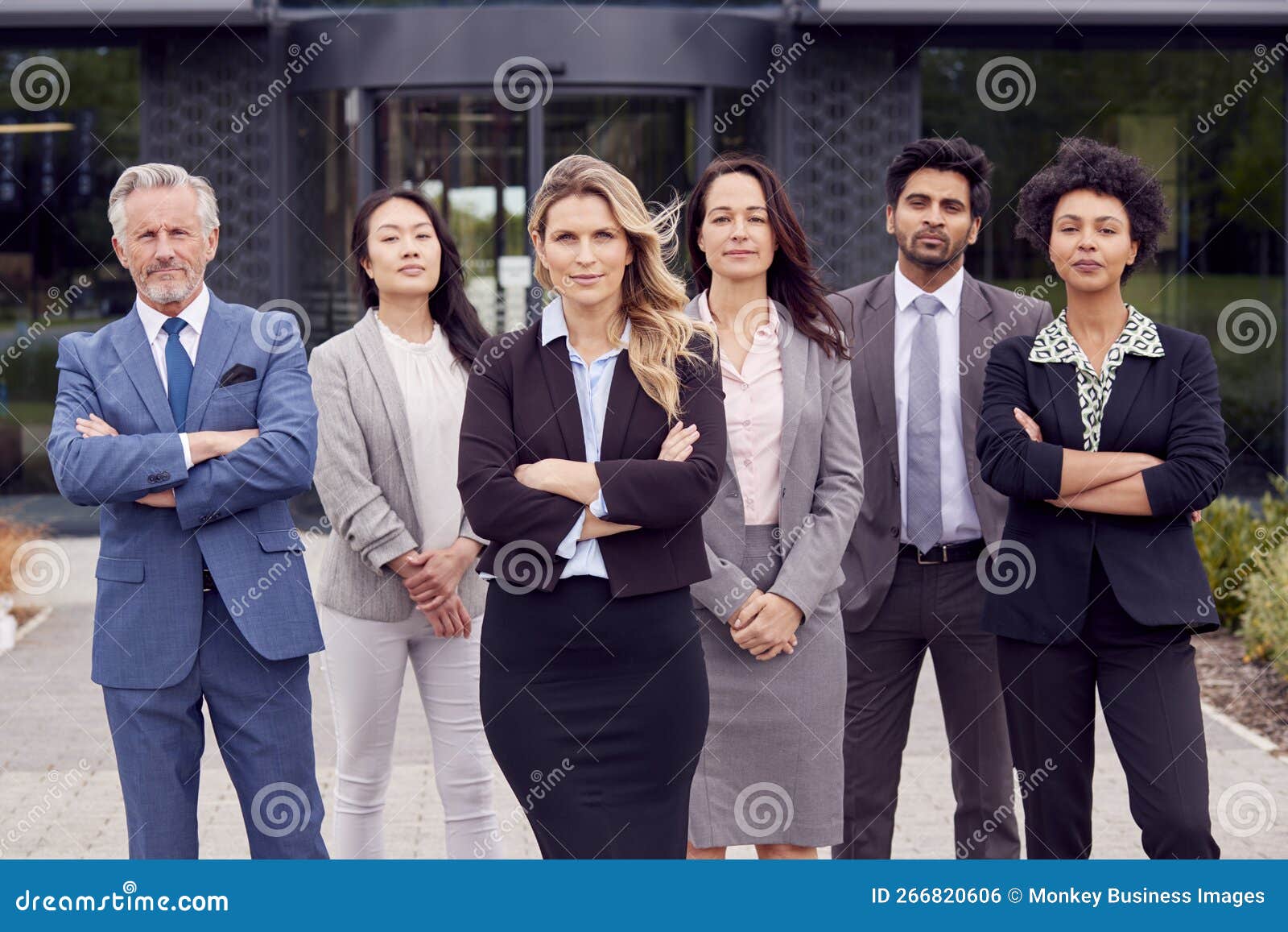 Portrait Of Multi Cultural Business Team Outside Modern Office Building
