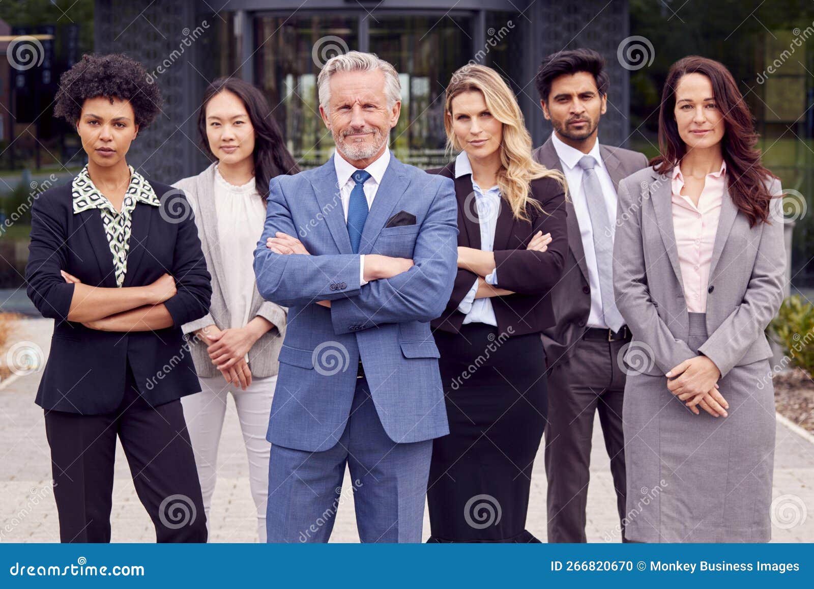 Portrait Of Multi Cultural Business Team Outside Modern Office Building