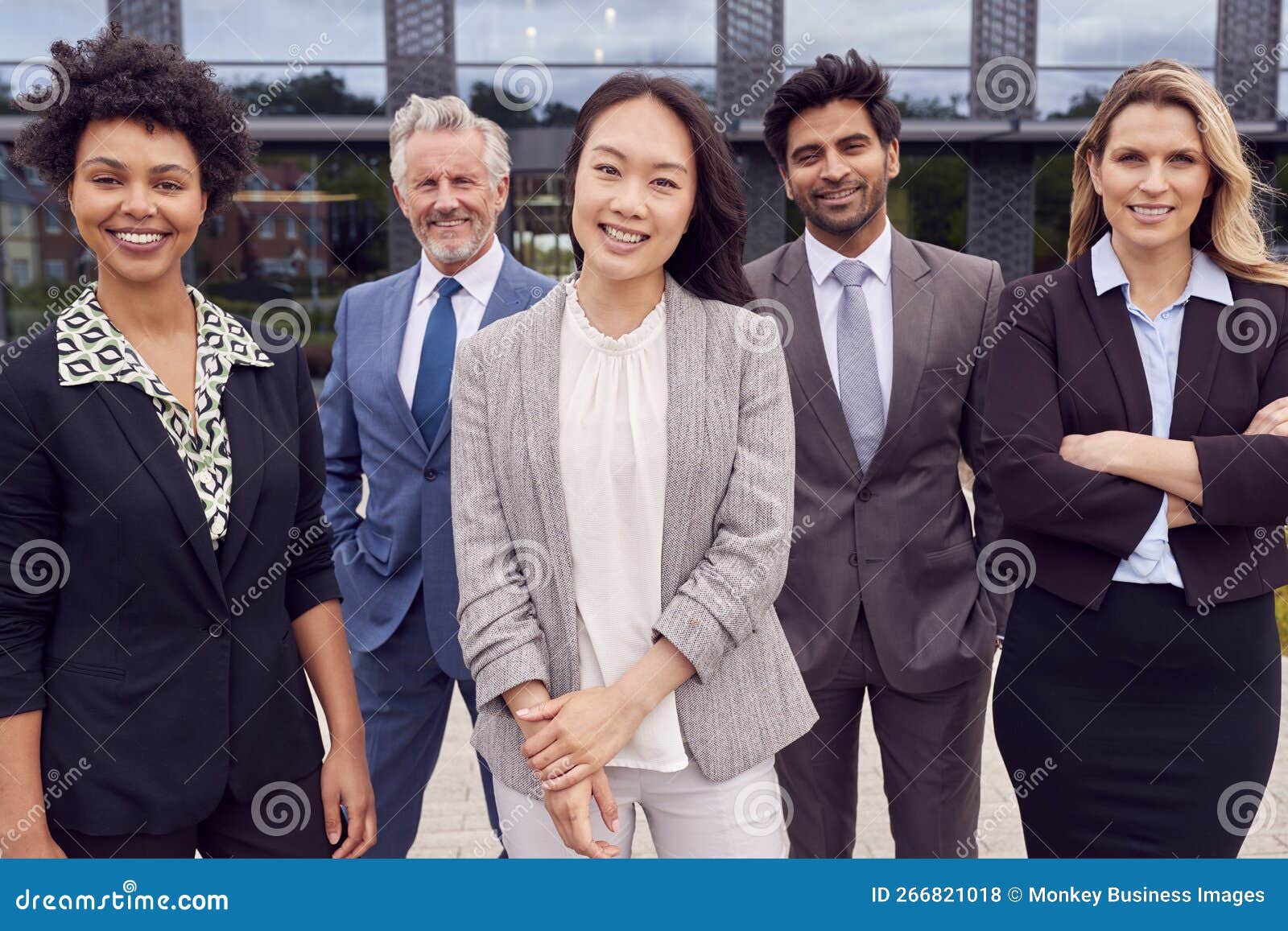 Portrait Of Multi Cultural Business Team Outside Modern Office Building