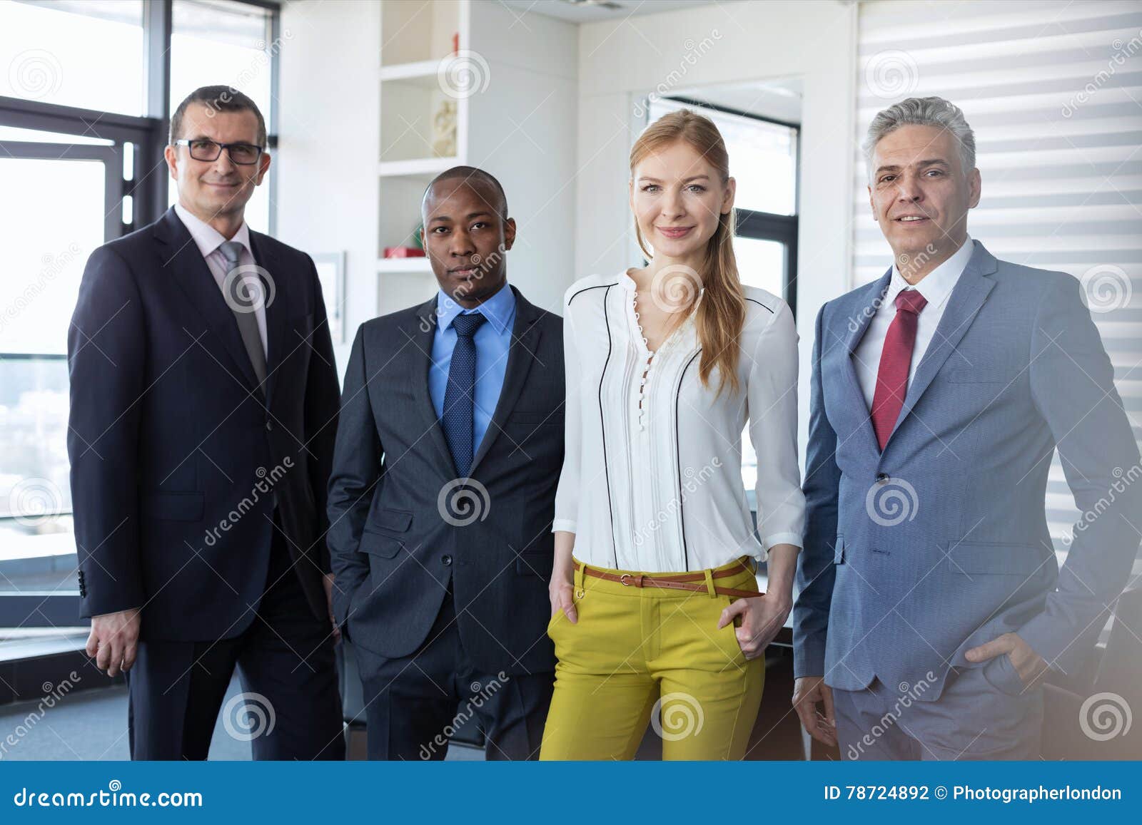 Portrait of Multi-ethnic Business People Standing Together in Office ...