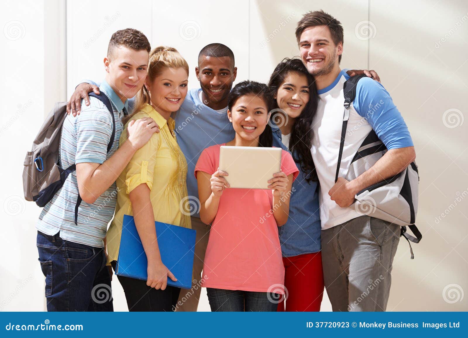 Portrait of Multi-Ethnic Group of Students in Classroom Stock Image ...