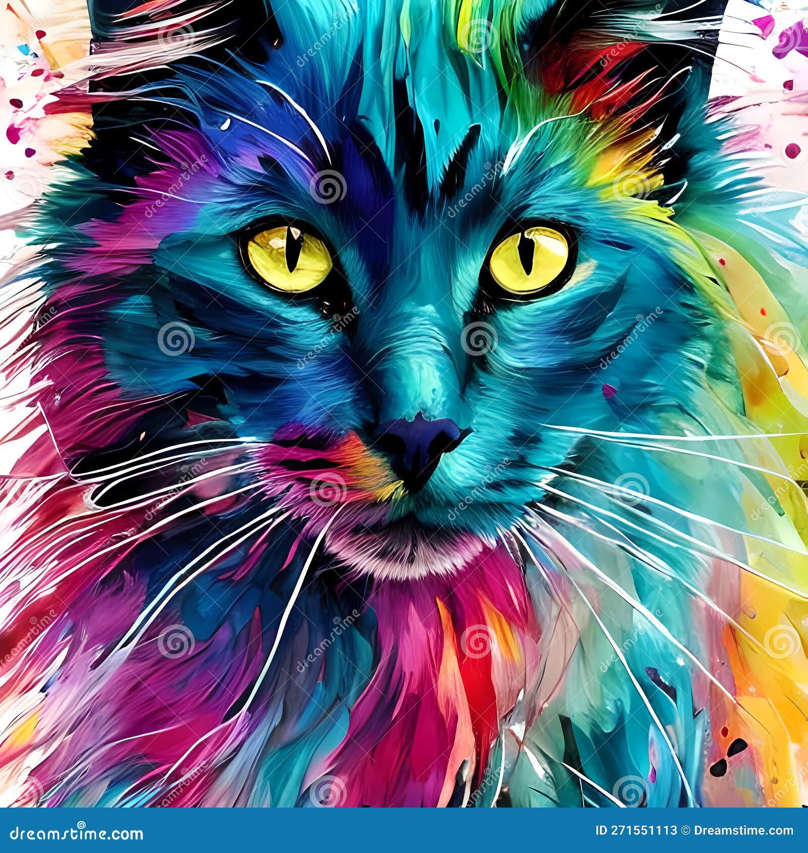 Portrait of Multicolored Cat Stock Illustration - Illustration of ...