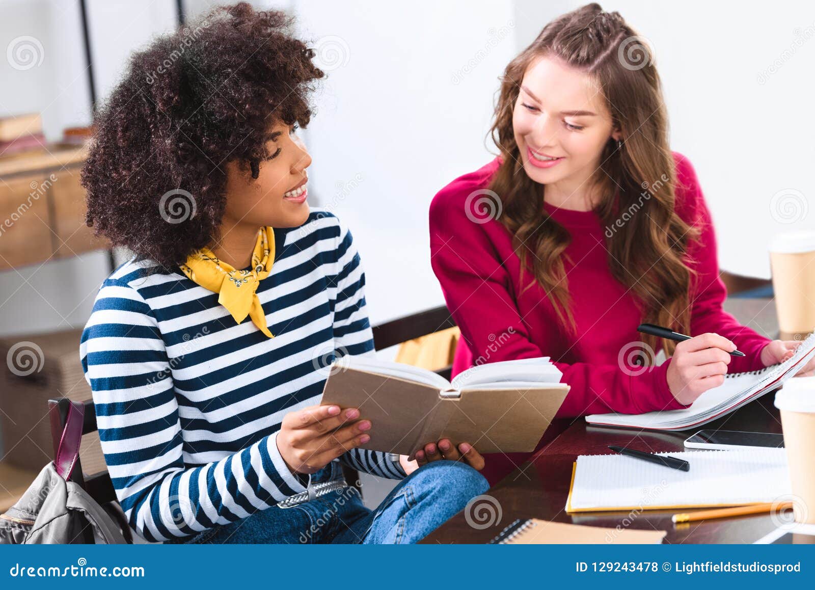 Portrait of Multicultural Students Stock Photo - Image of homework ...
